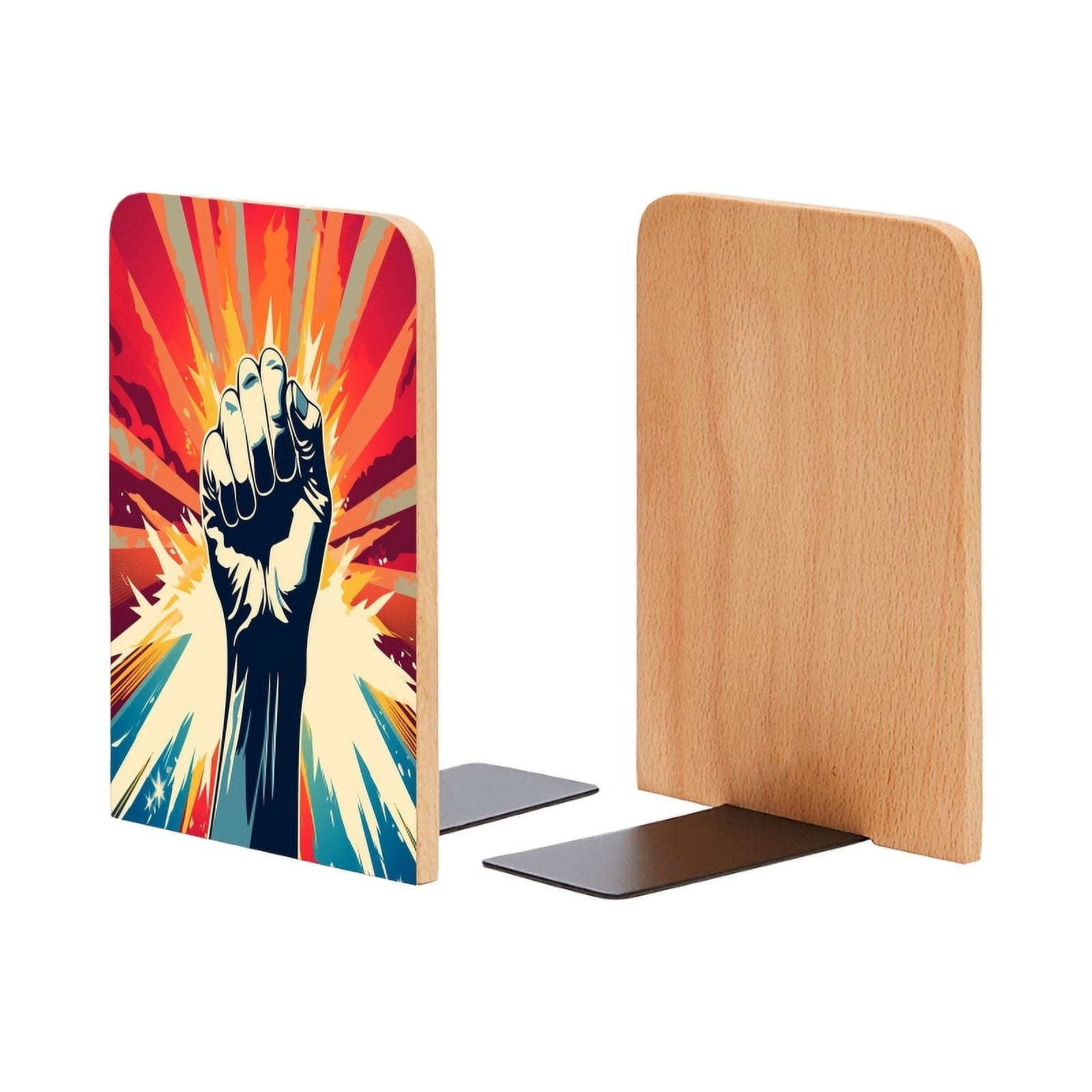 Bookends 1 Pair Non-Skid Bookend Wood Bookends for Shelves Book Stand ...