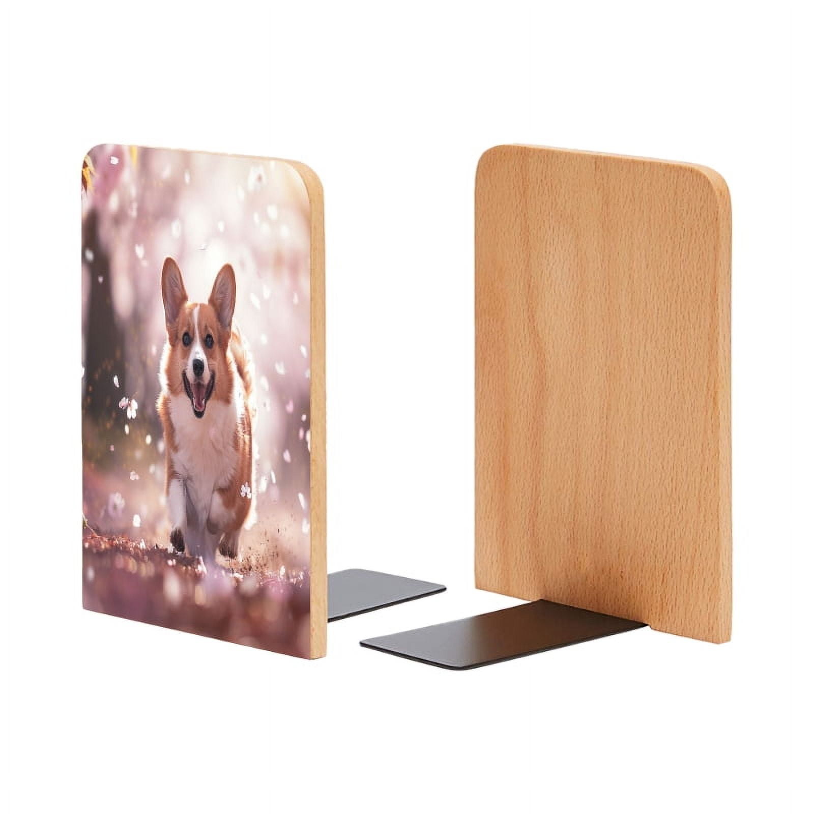 Bookends 1 Pair Non-Skid Bookend Wood Bookends for Shelves Book Stand ...