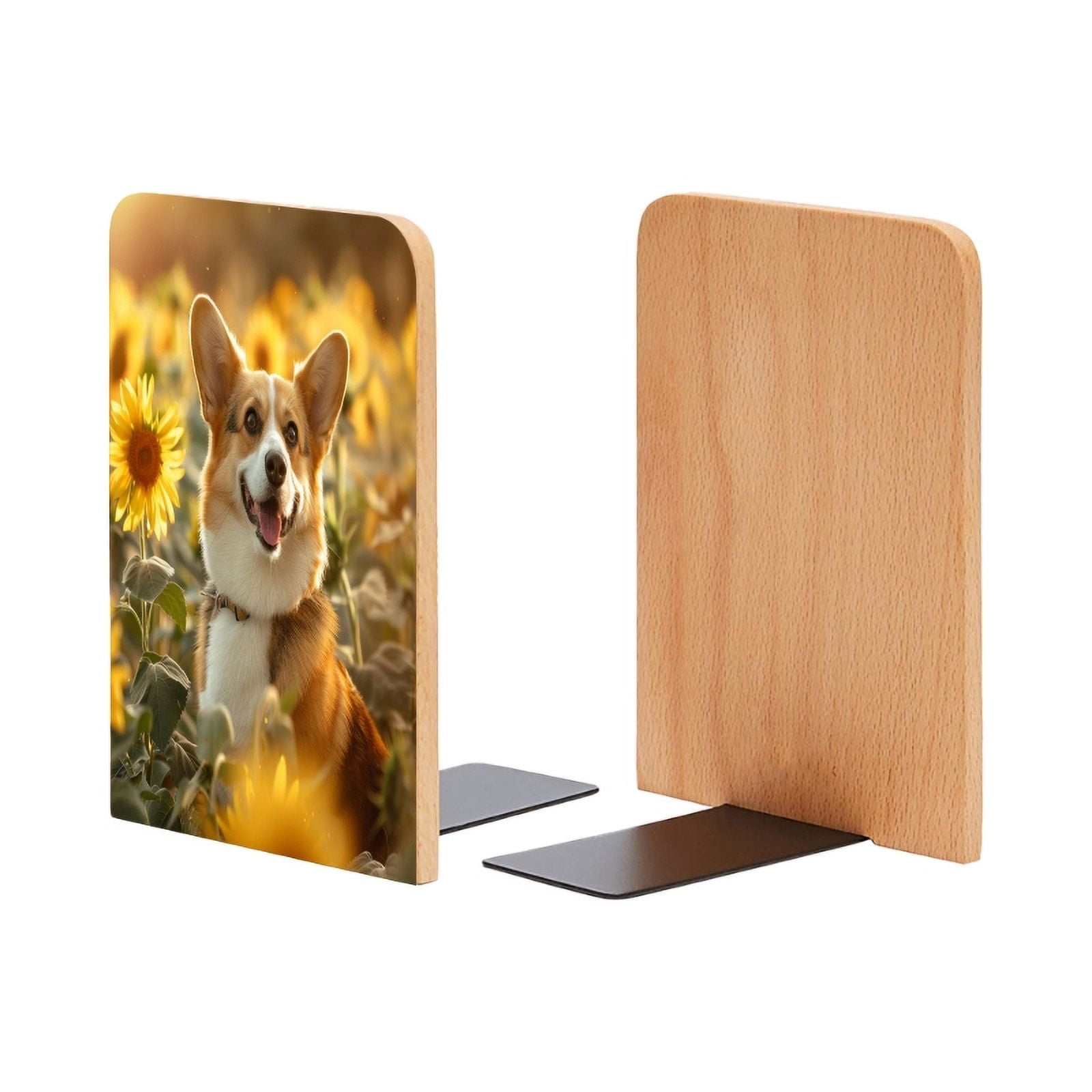 Bookends 1 Pair Non-Skid Bookend Wood Bookends for Shelves Book Stand ...