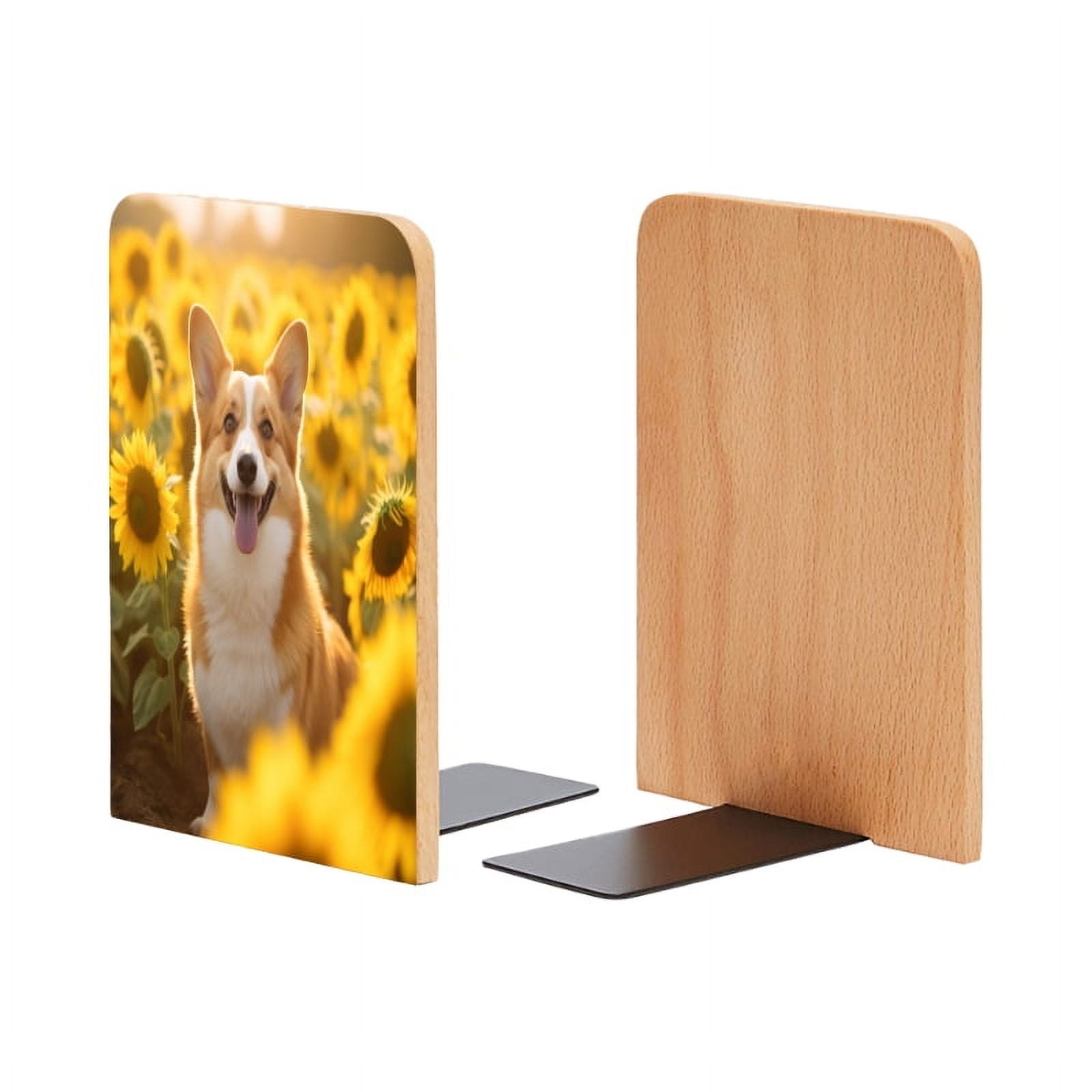 Bookends 1 Pair Non-Skid Bookend Wood Bookends for Shelves Book Stand ...