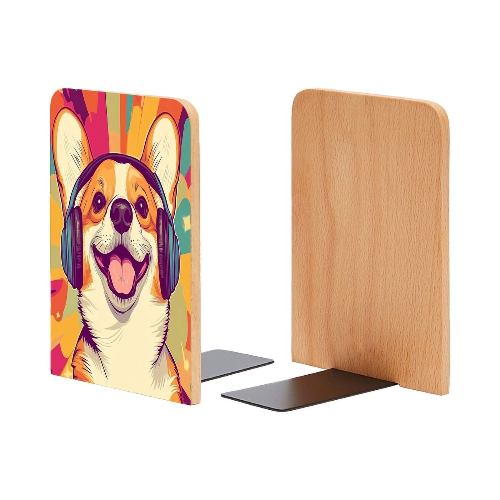 Bookends 1 Pair Non-Skid Bookend Wood Bookends for Shelves Book Stand ...