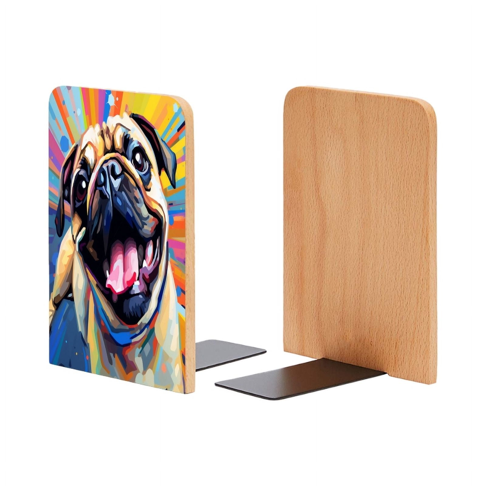 Bookends 1 Pair Non-Skid Bookend Wood Bookends for Shelves Book Stand ...