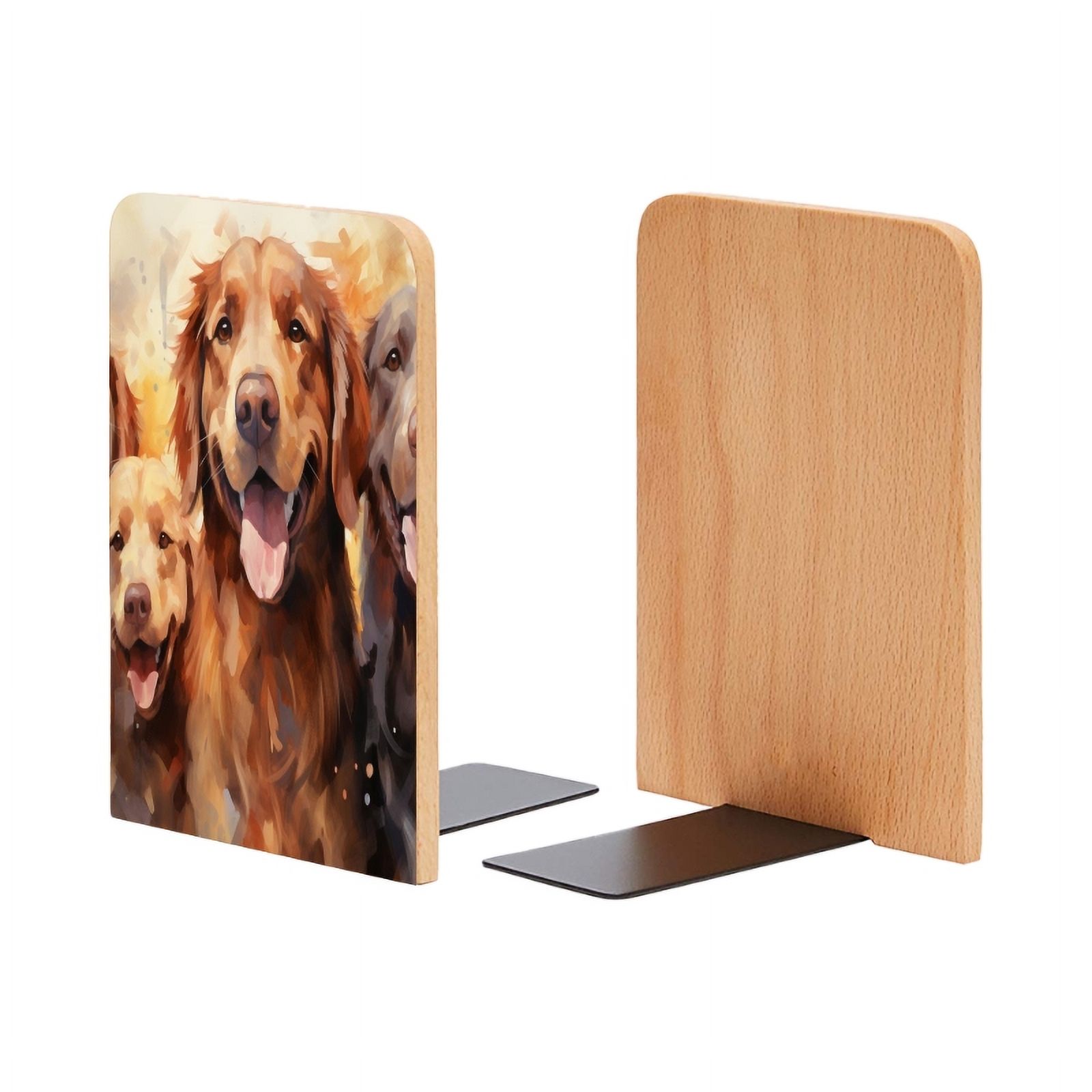 Bookends 1 Pair Non-Skid Bookend Wood Bookends for Shelves Book Stand ...