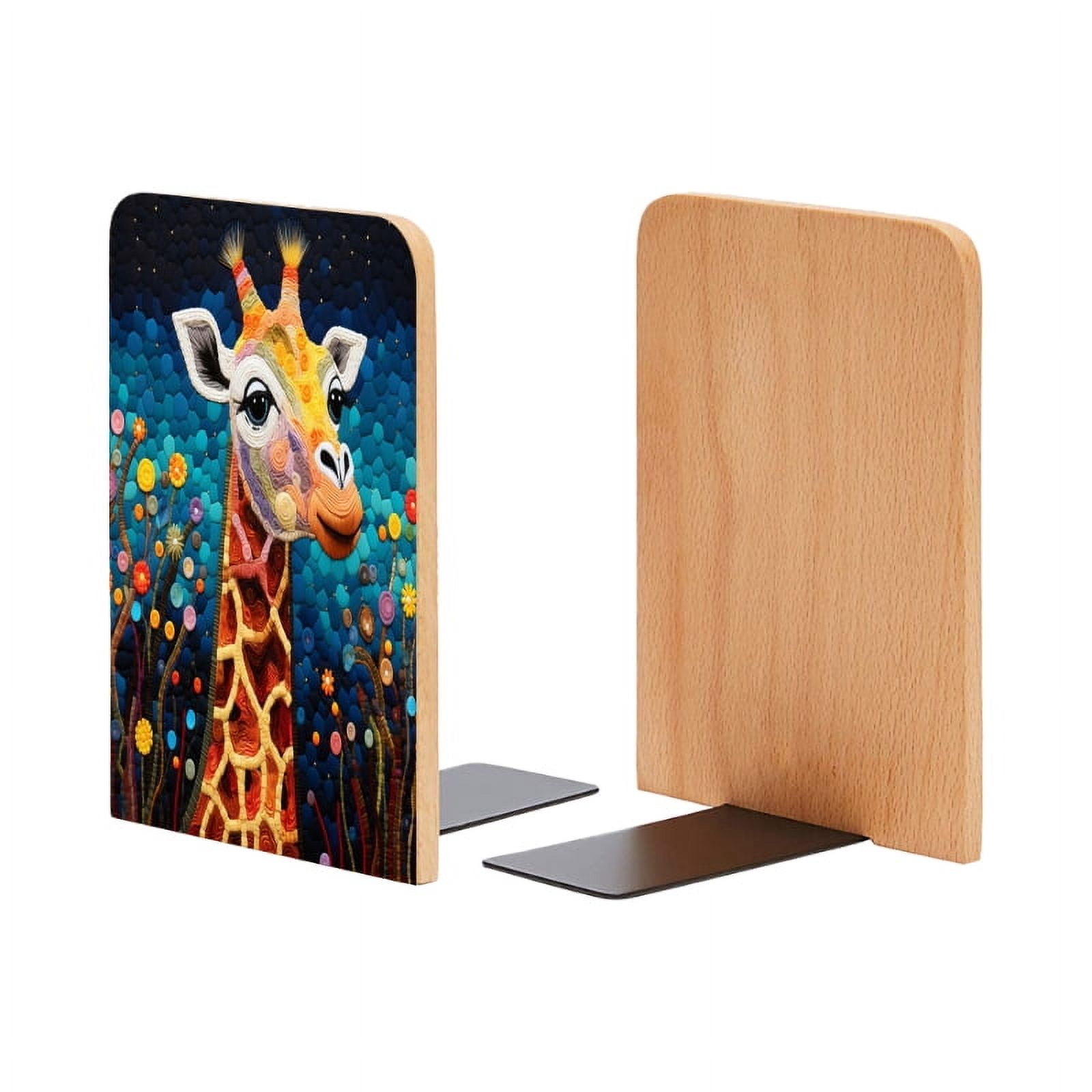 Bookends 1 Pair Non-Skid Bookend Wood Bookends for Shelves Book Stand ...
