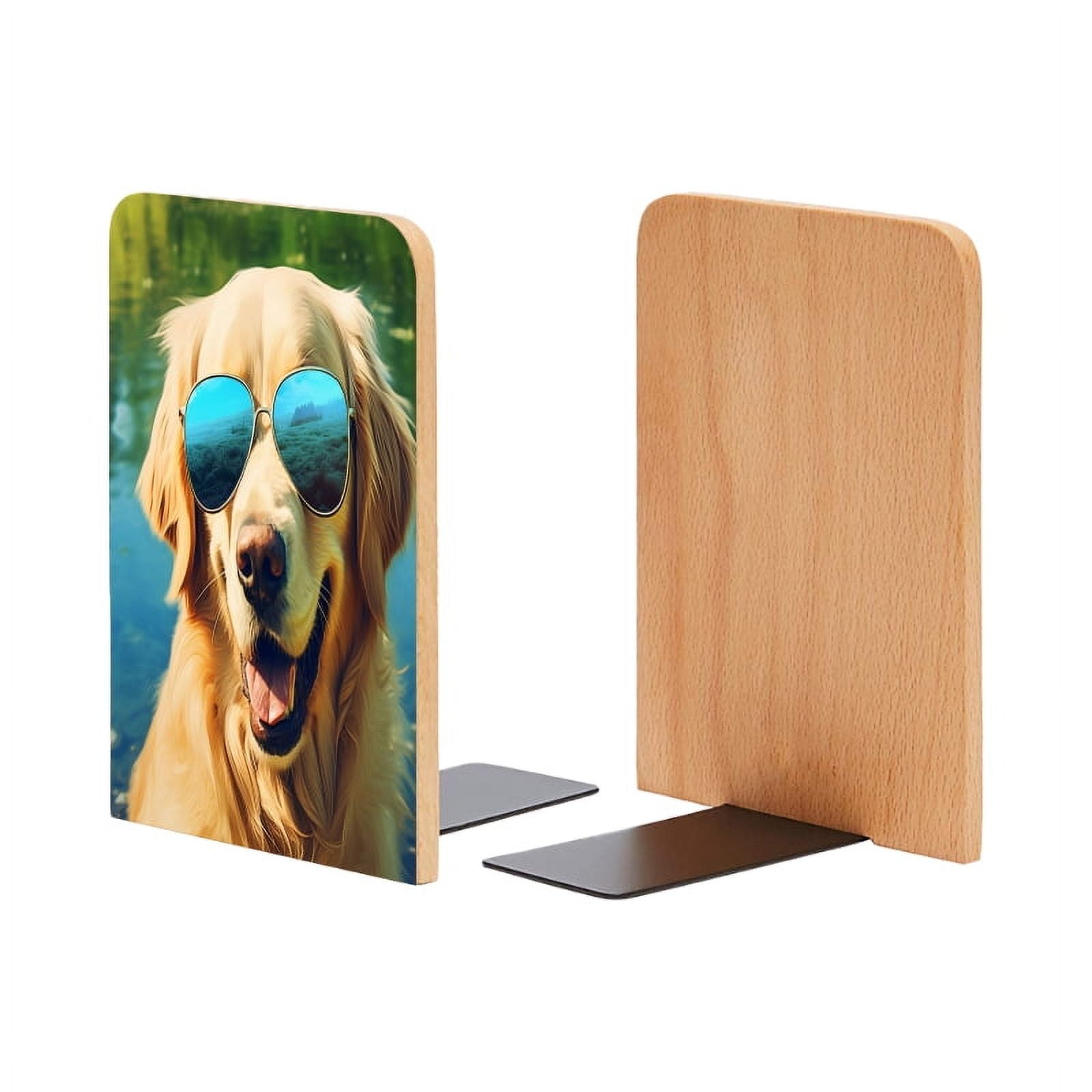 Bookends 1 Pair Non-Skid Bookend Wood Bookends for Shelves Book Stand ...