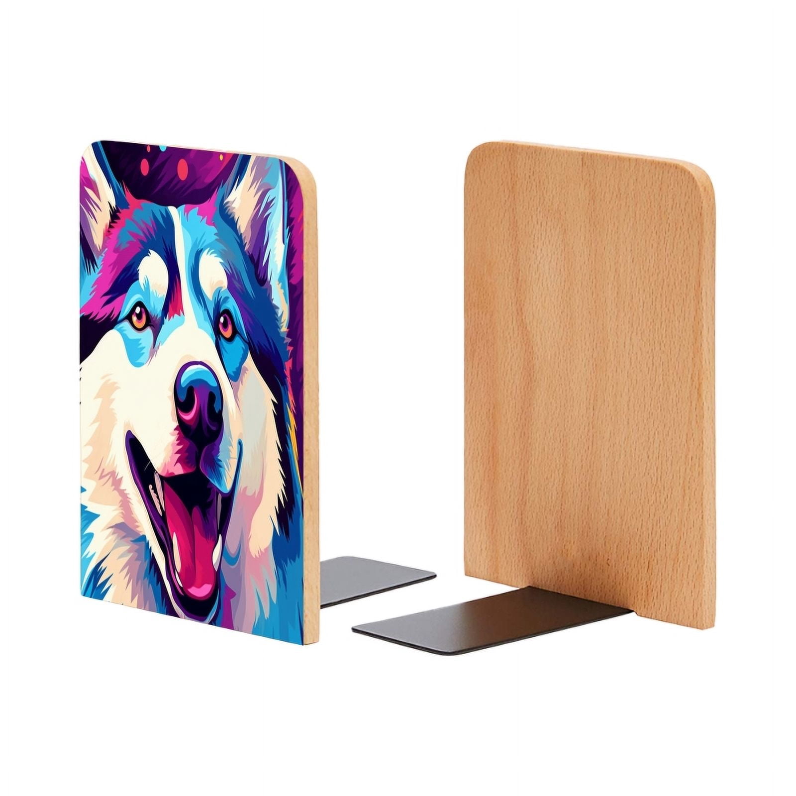 Bookends 1 Pair Non-Skid Bookend Wood Bookends for Shelves Book Stand ...
