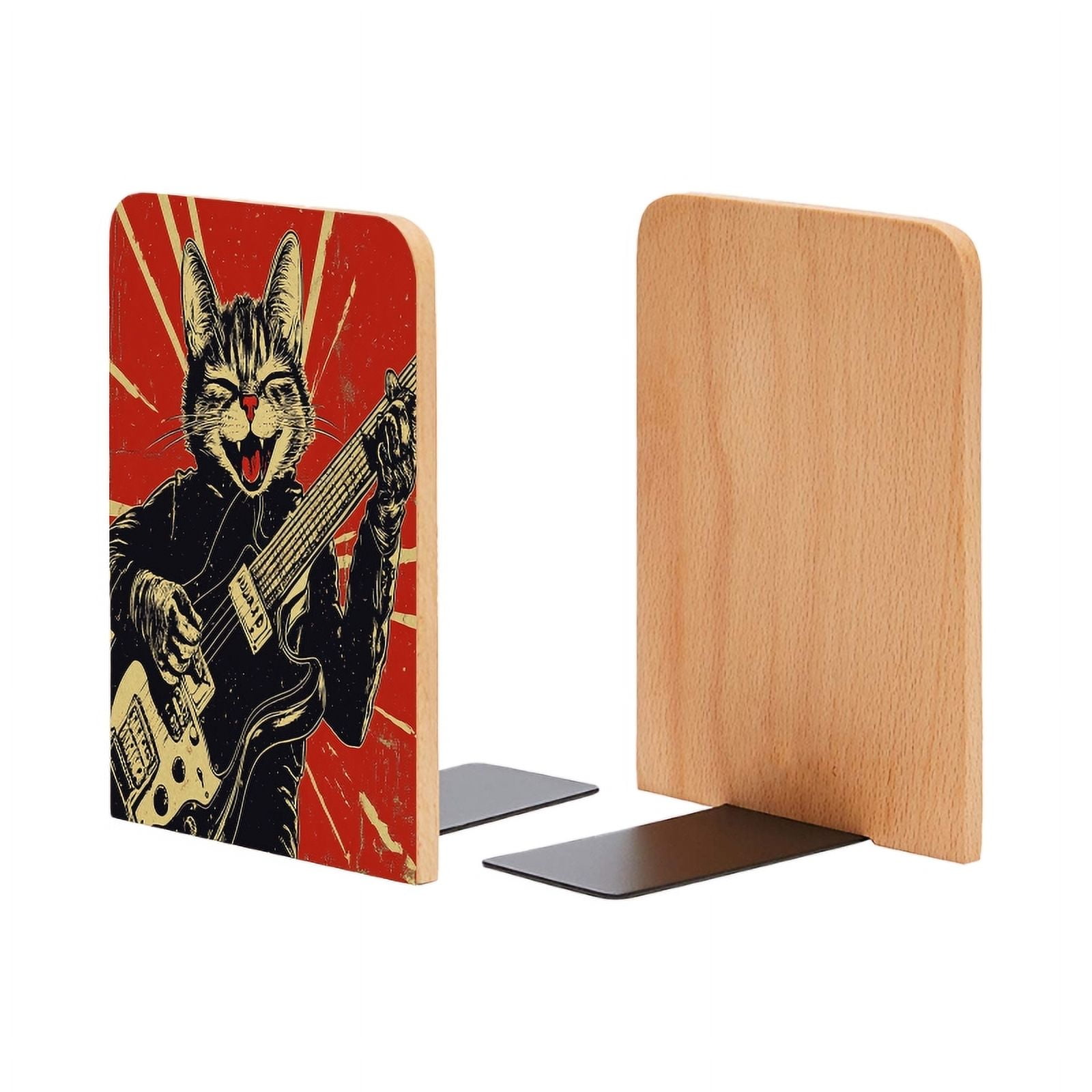 Bookends 1 Pair Non-Skid Bookend Wood Bookends for Shelves Book Stand ...