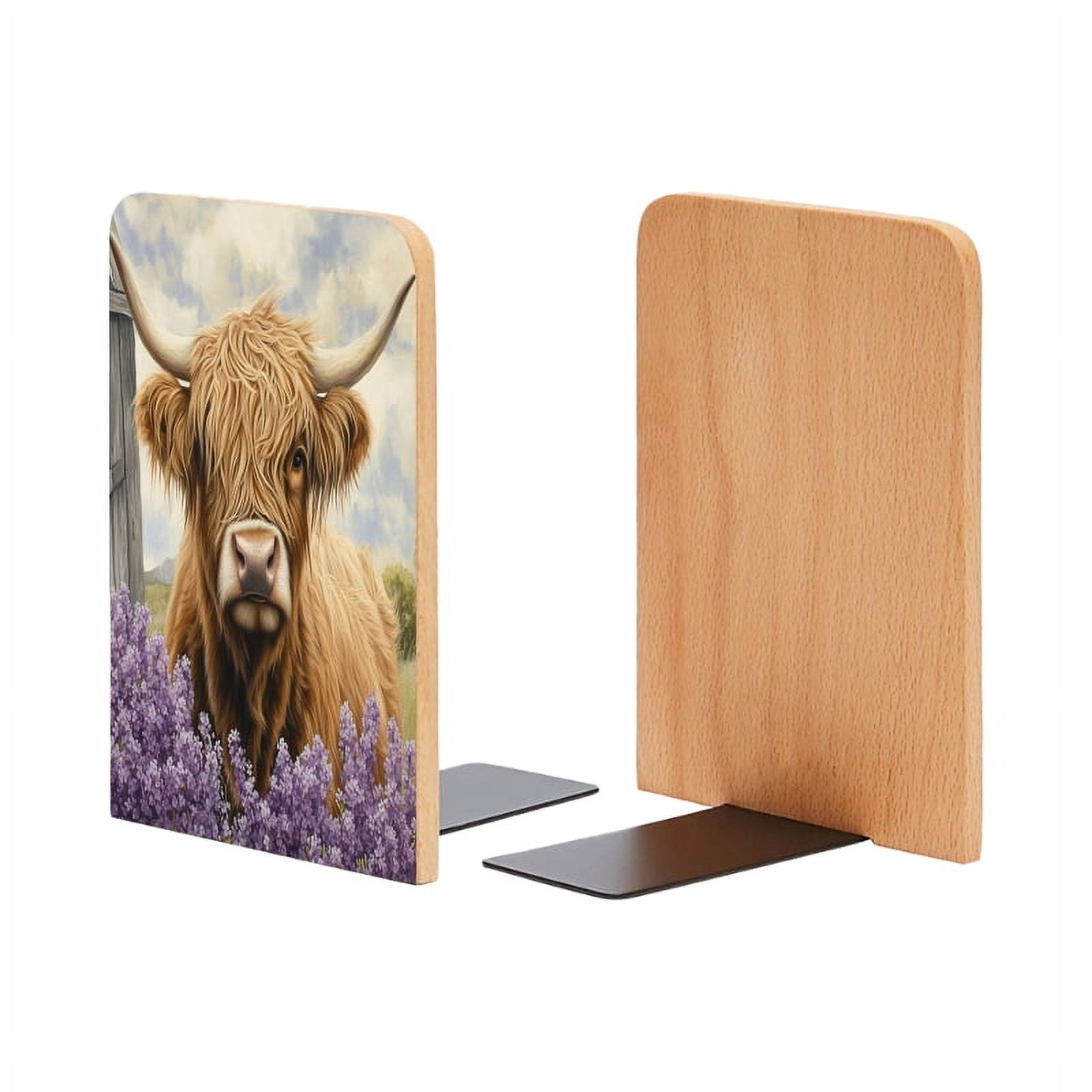 Bookends 1 Pair Non-Skid Bookend Wood Bookends for Shelves Book Stand ...