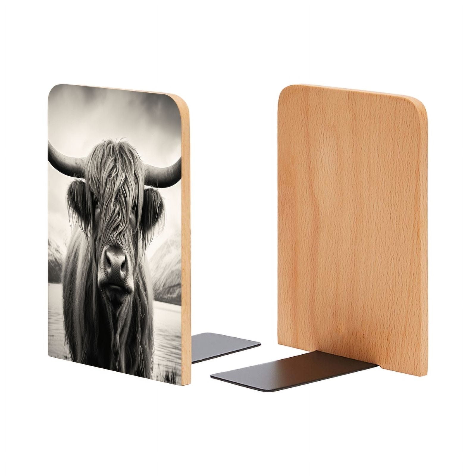 Bookends 1 Pair Non-Skid Bookend Wood Bookends for Shelves Book Stand ...