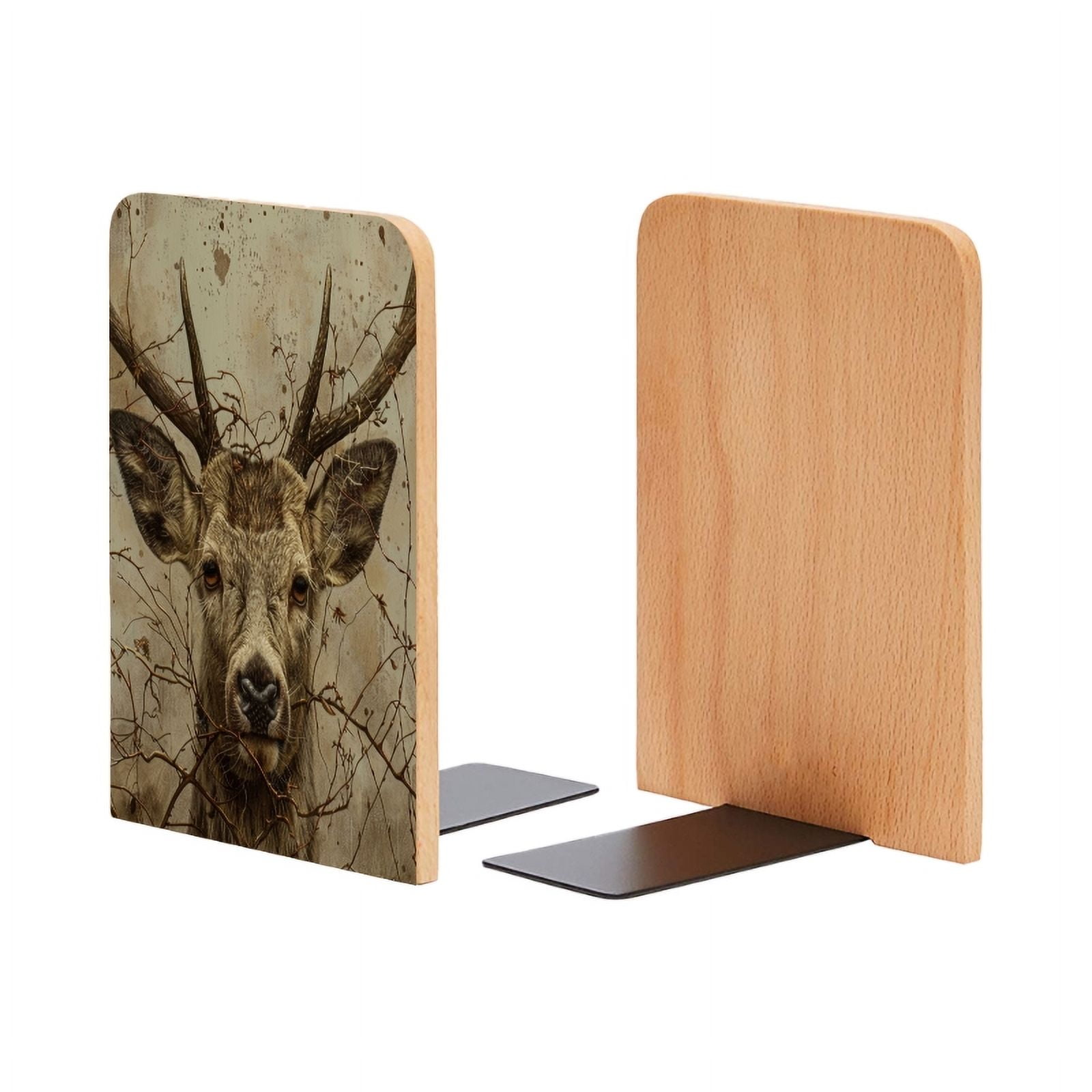 Bookends 1 Pair Non-Skid Bookend Wood Bookends for Shelves Book Stand ...