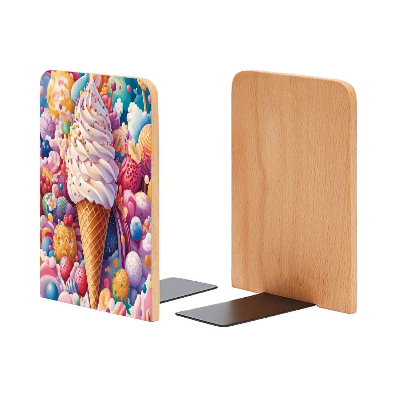 Bookends 1 Pair Non-Skid Bookend Wood Bookends for Shelves Book Stand ...