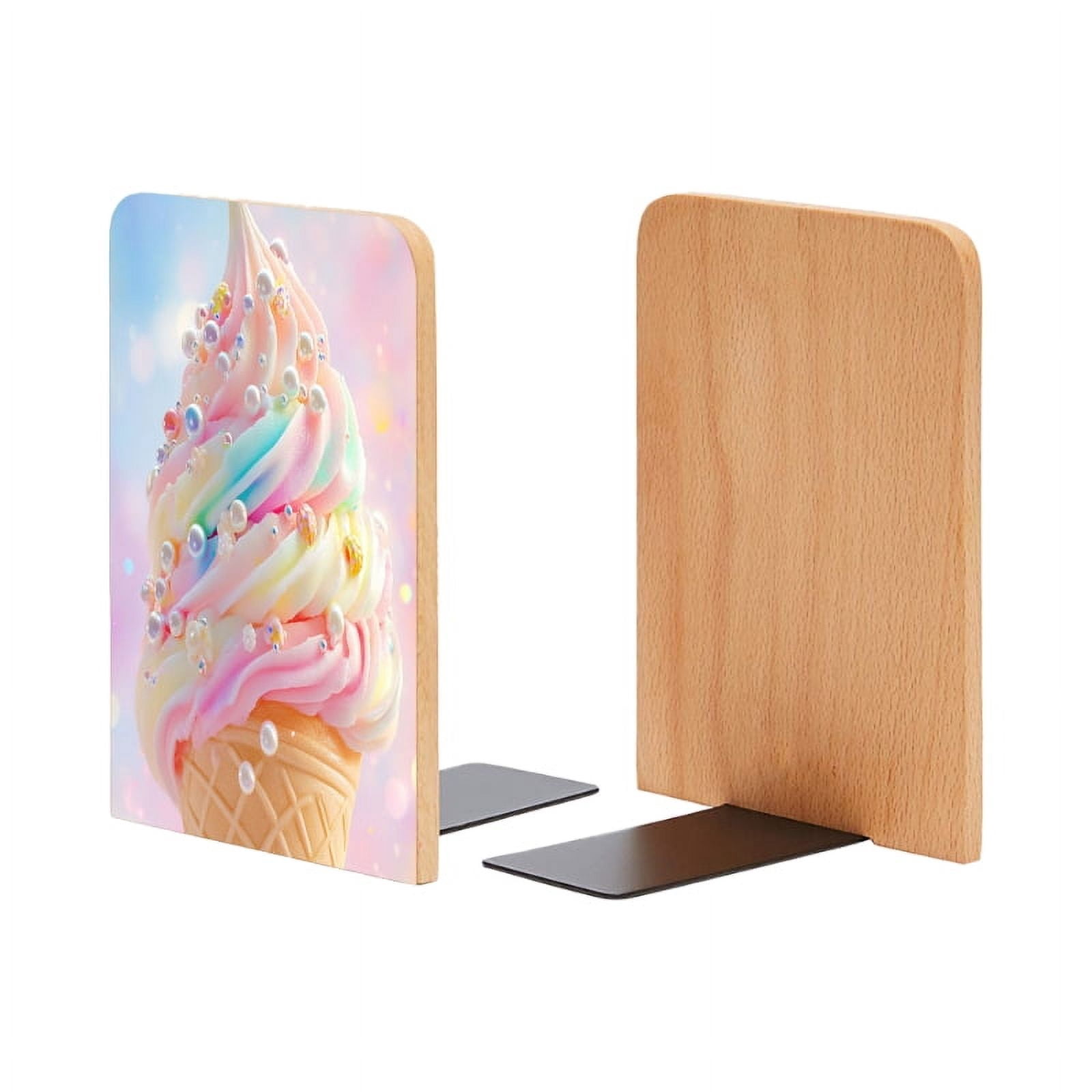 Bookends 1 Pair Non-Skid Bookend Wood Bookends for Shelves Book Stand ...