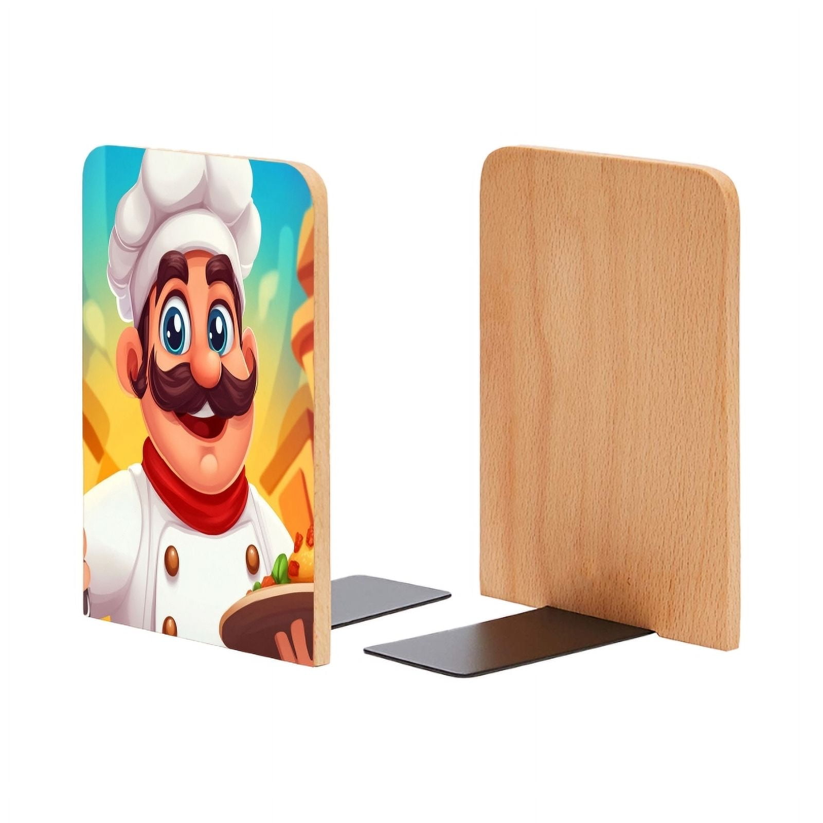 Bookends 1 Pair Non-Skid Bookend Wood Bookends for Shelves Book Stand ...