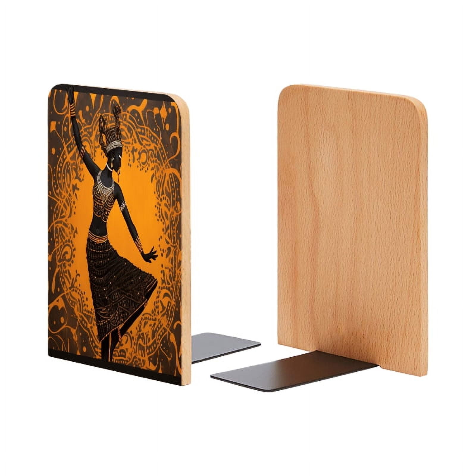 Bookends 1 Pair Non-Skid Bookend Wood Bookends for Shelves Book Stand ...