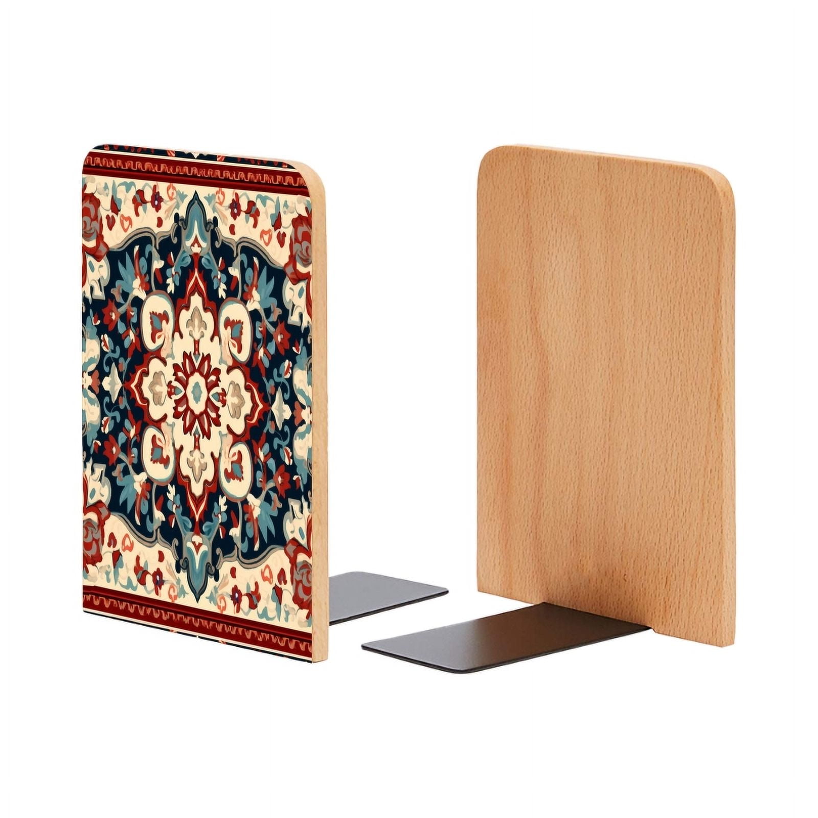Bookends 1 Pair Non-Skid Bookend Wood Bookends for Shelves Book Stand ...