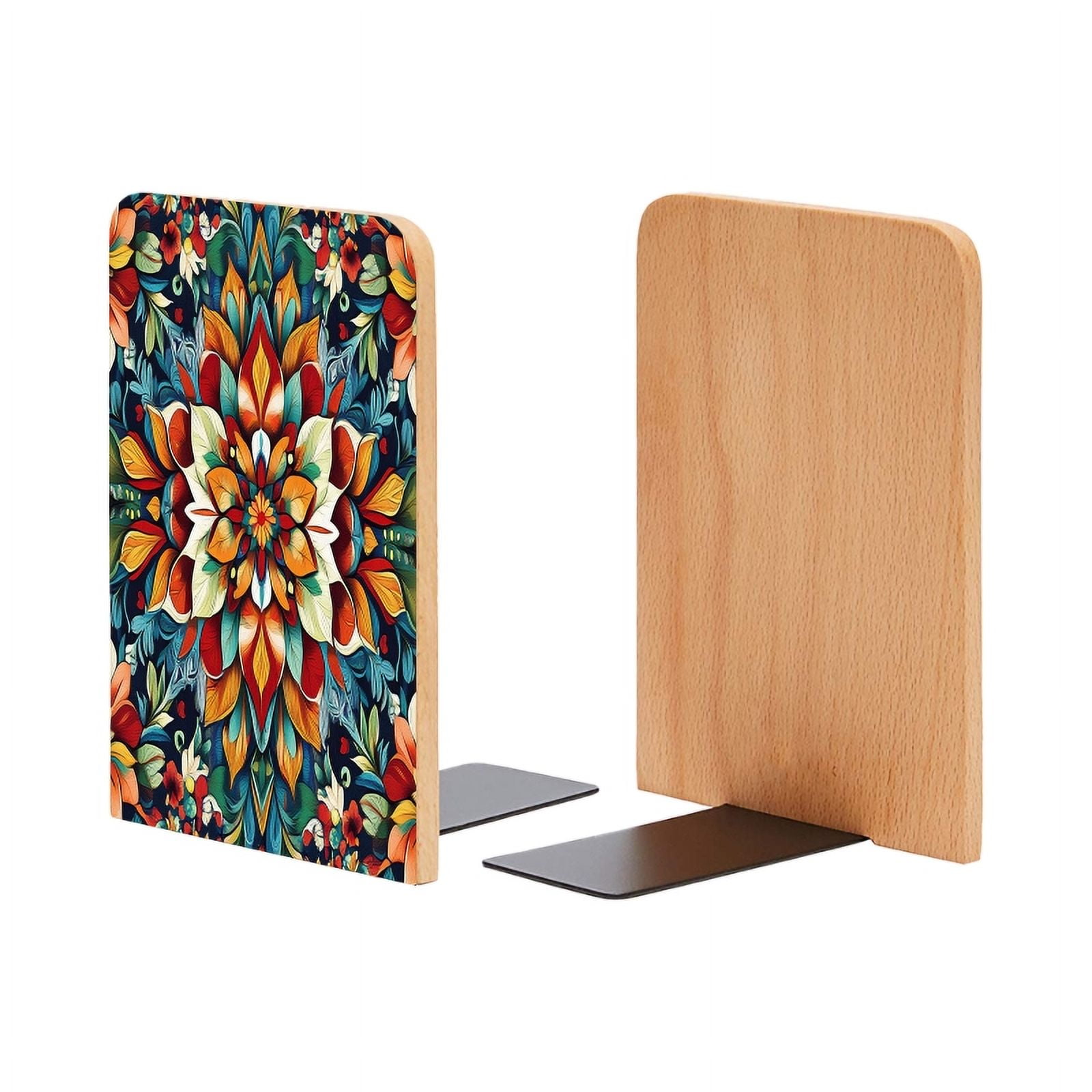 Bookends 1 Pair Non-Skid Bookend Wood Bookends for Shelves Book Stand ...