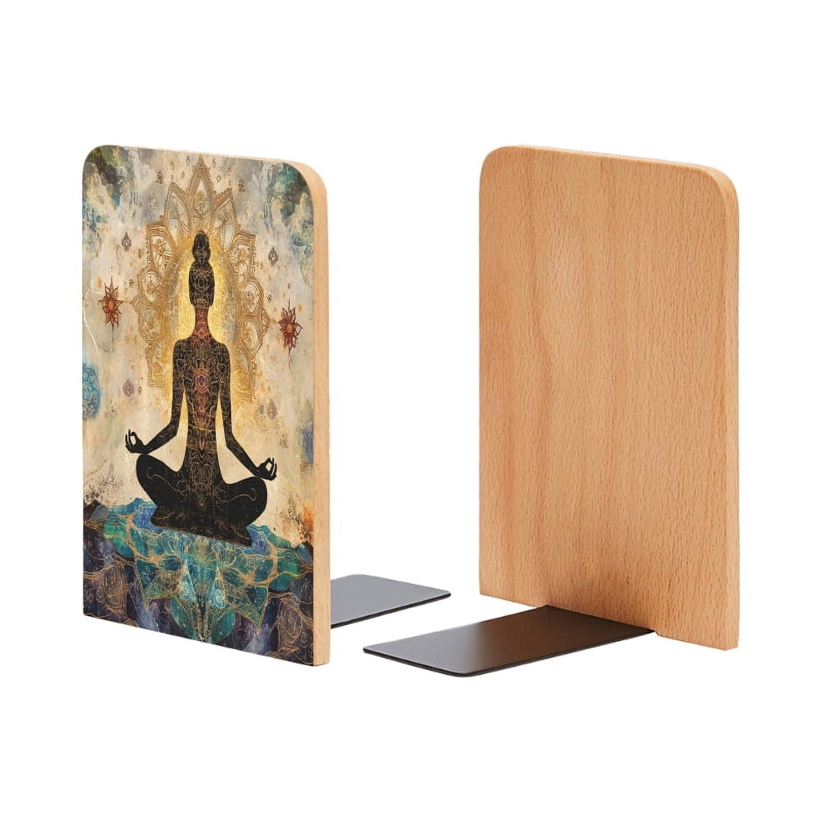 Bookends 1 Pair Non-Skid Bookend Wood Bookends for Shelves Book Stand ...