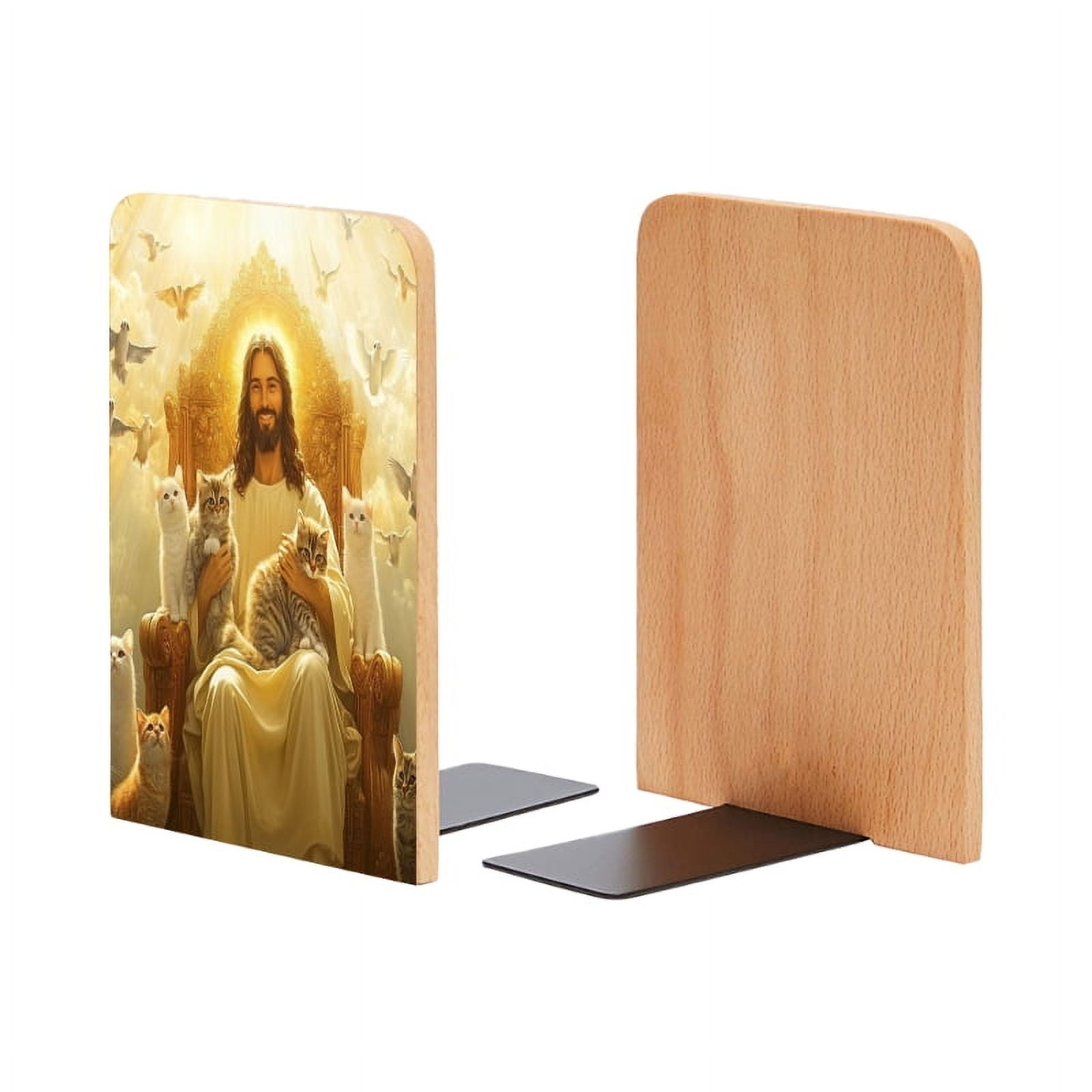 Bookends 1 Pair Non-Skid Bookend Wood Bookends for Shelves Book Stand ...