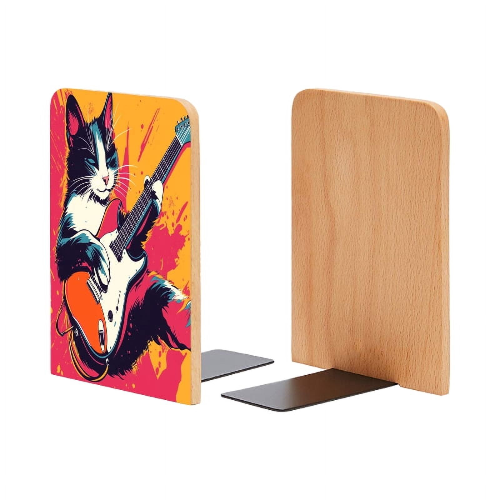 Bookends 1 Pair Non-Skid Bookend Wood Bookends for Shelves Book Stand ...