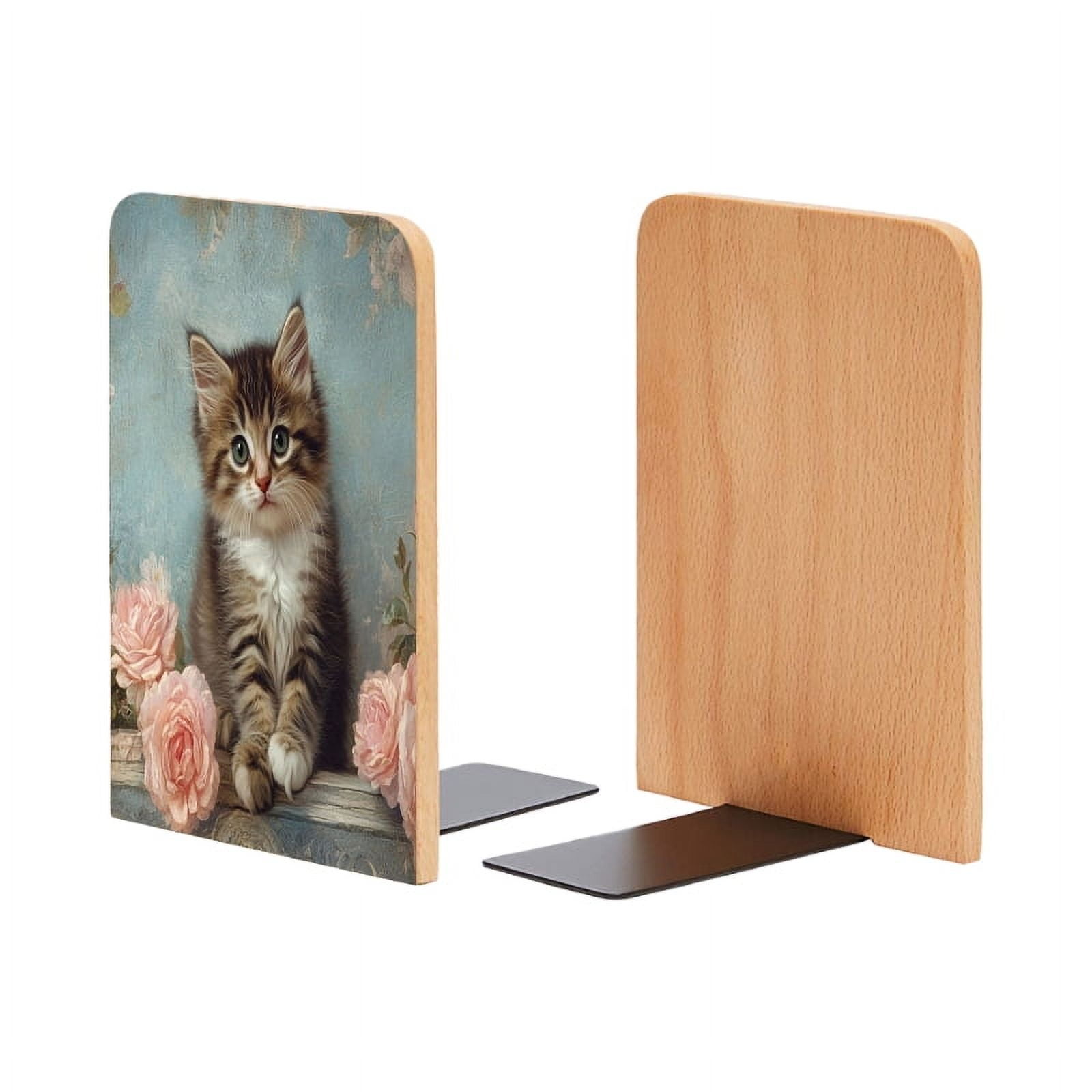 Bookends 1 Pair Non-Skid Bookend Wood Bookends for Shelves Book Stand ...