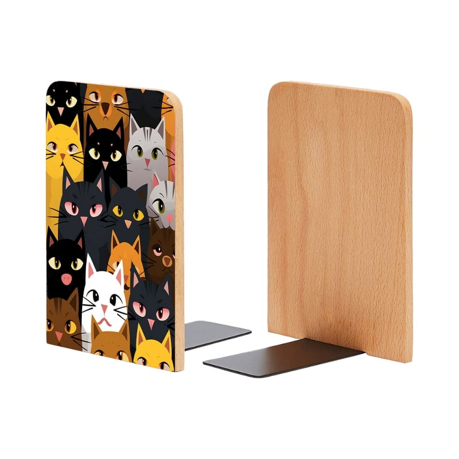 Bookends 1 Pair Non-Skid Bookend Wood Bookends for Shelves Book Stand ...