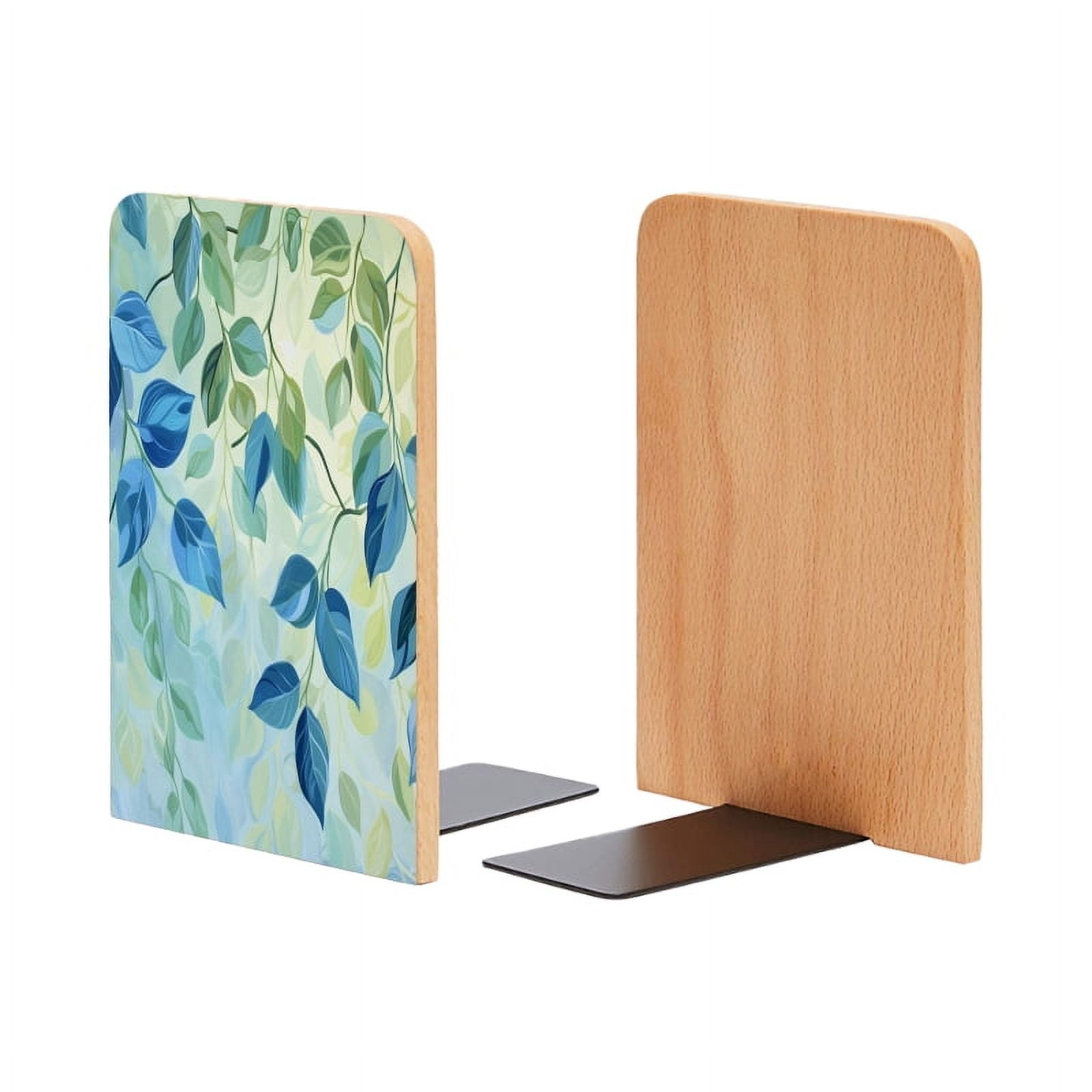 Bookends 1 Pair Non-Skid Bookend Wood Bookends for Shelves Book Stand ...