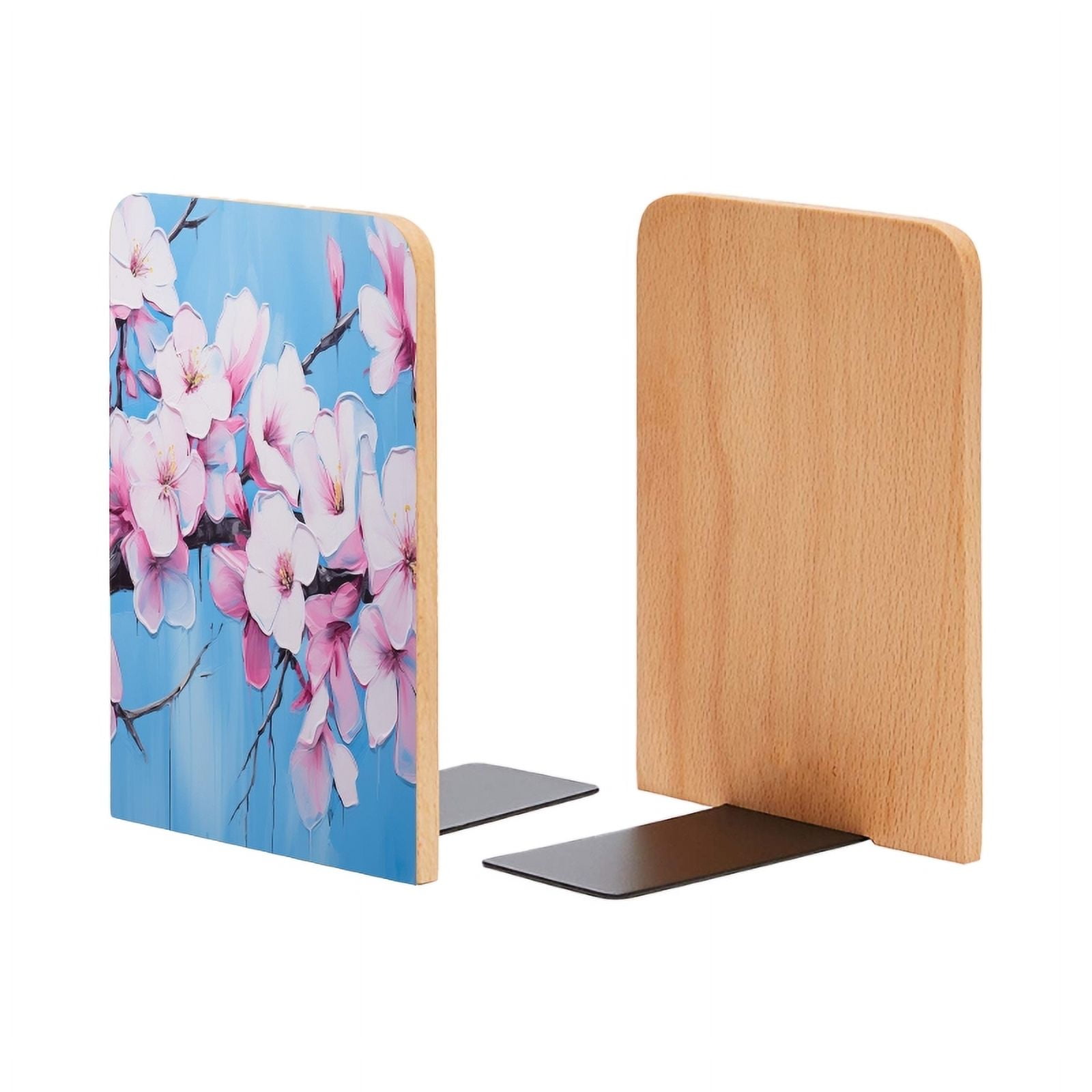 Bookends 1 Pair Non-Skid Bookend Wood Bookends for Shelves Book Stand ...