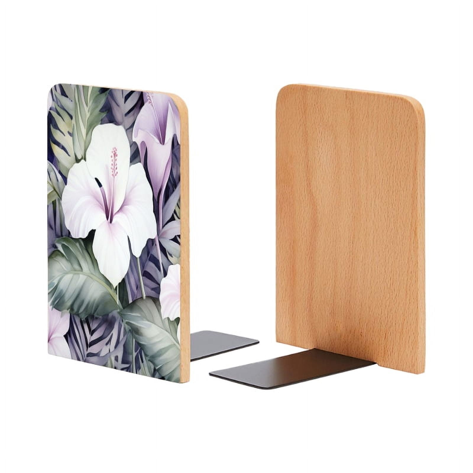 Bookends 1 Pair Non-Skid Bookend Wood Bookends for Shelves Book Stand ...