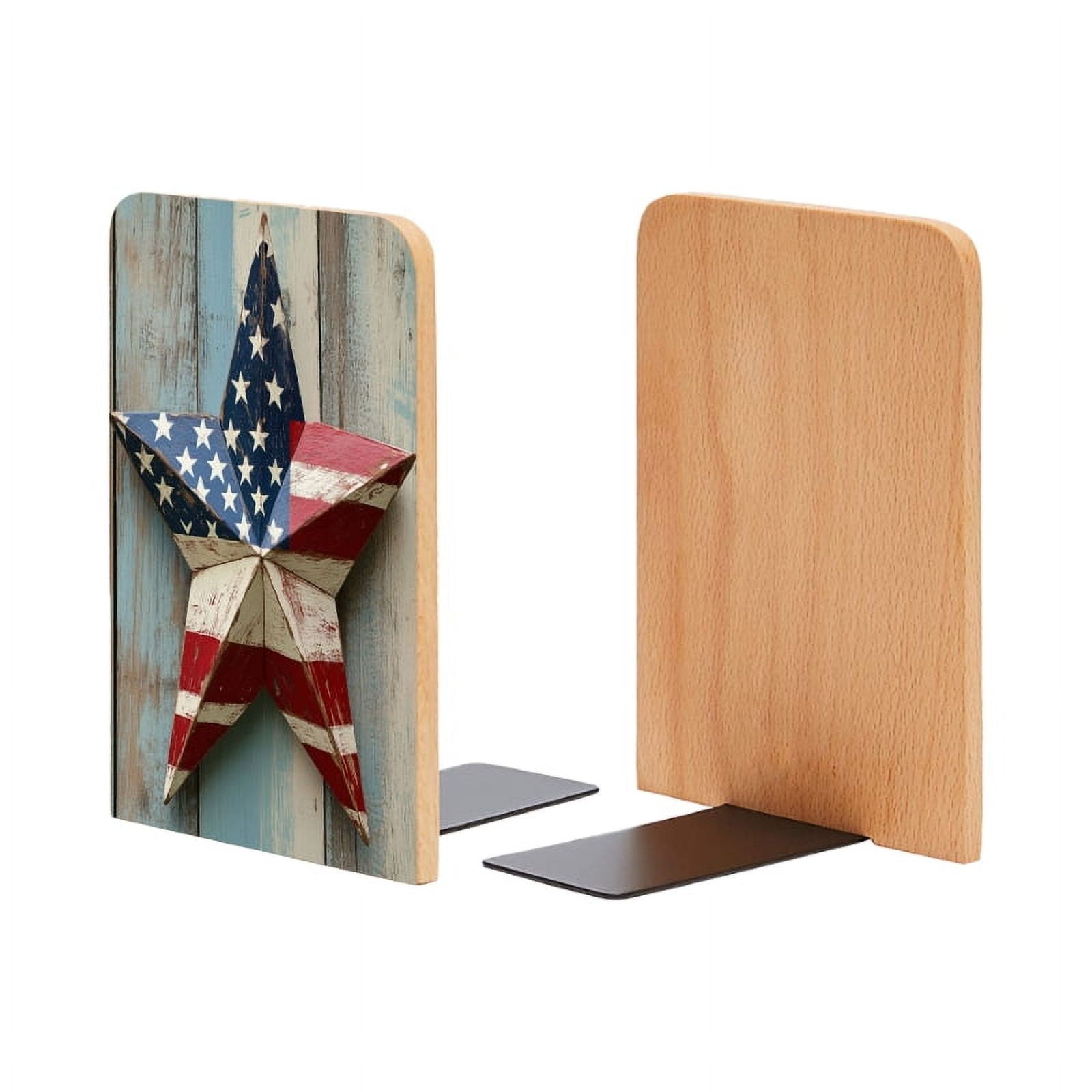 Bookends 1 Pair Non-Skid Bookend Wood Bookends for Shelves Book Stand ...