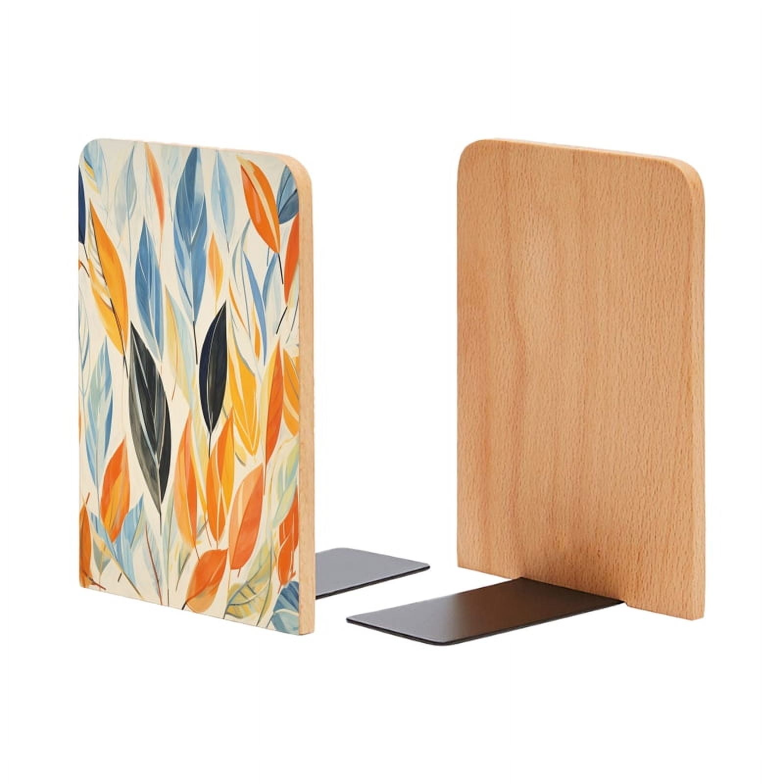 Bookends 1 Pair Non-Skid Bookend Wood Bookends for Shelves Book Stand ...