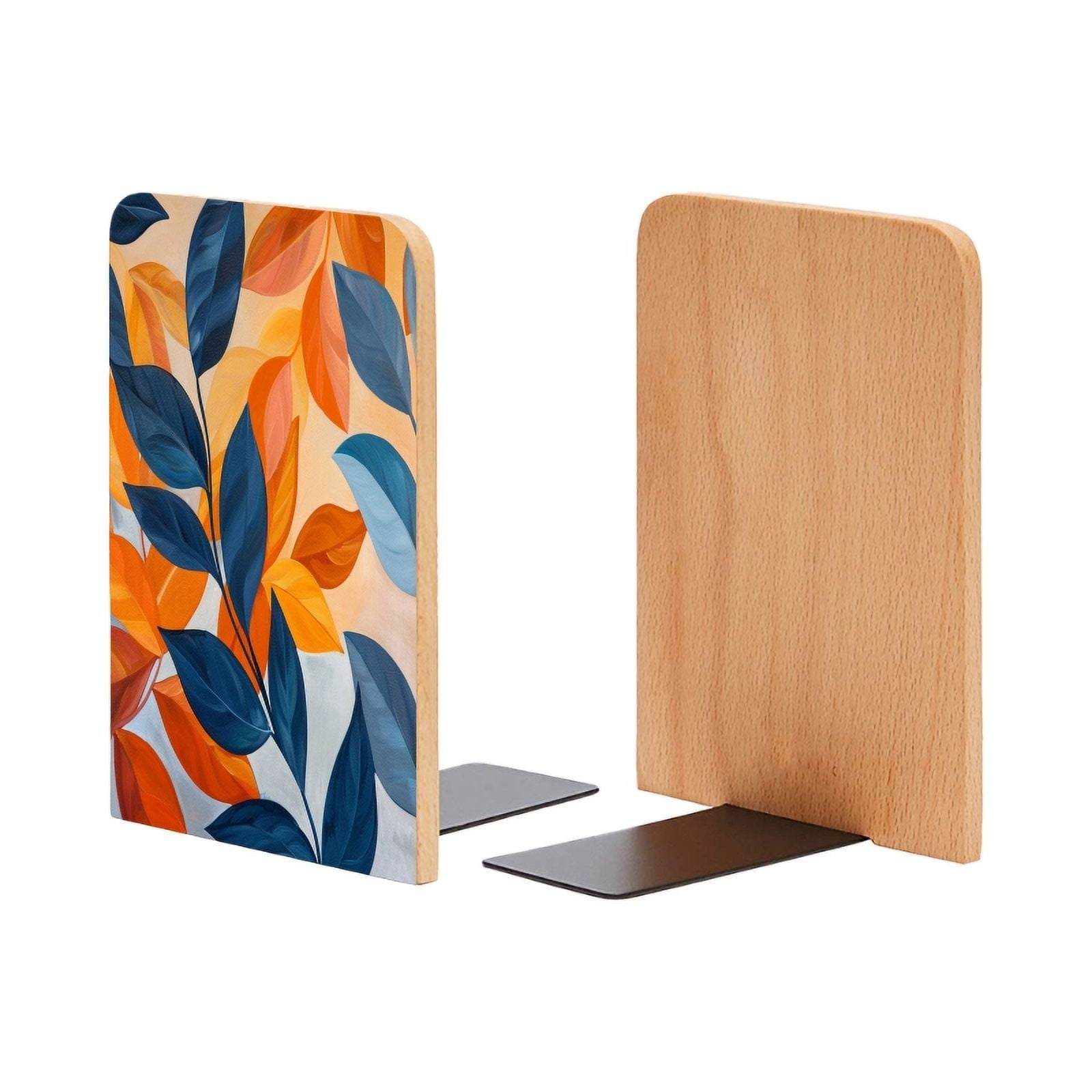 Bookends 1 Pair Non-Skid Bookend Wood Bookends for Shelves Book Stand ...
