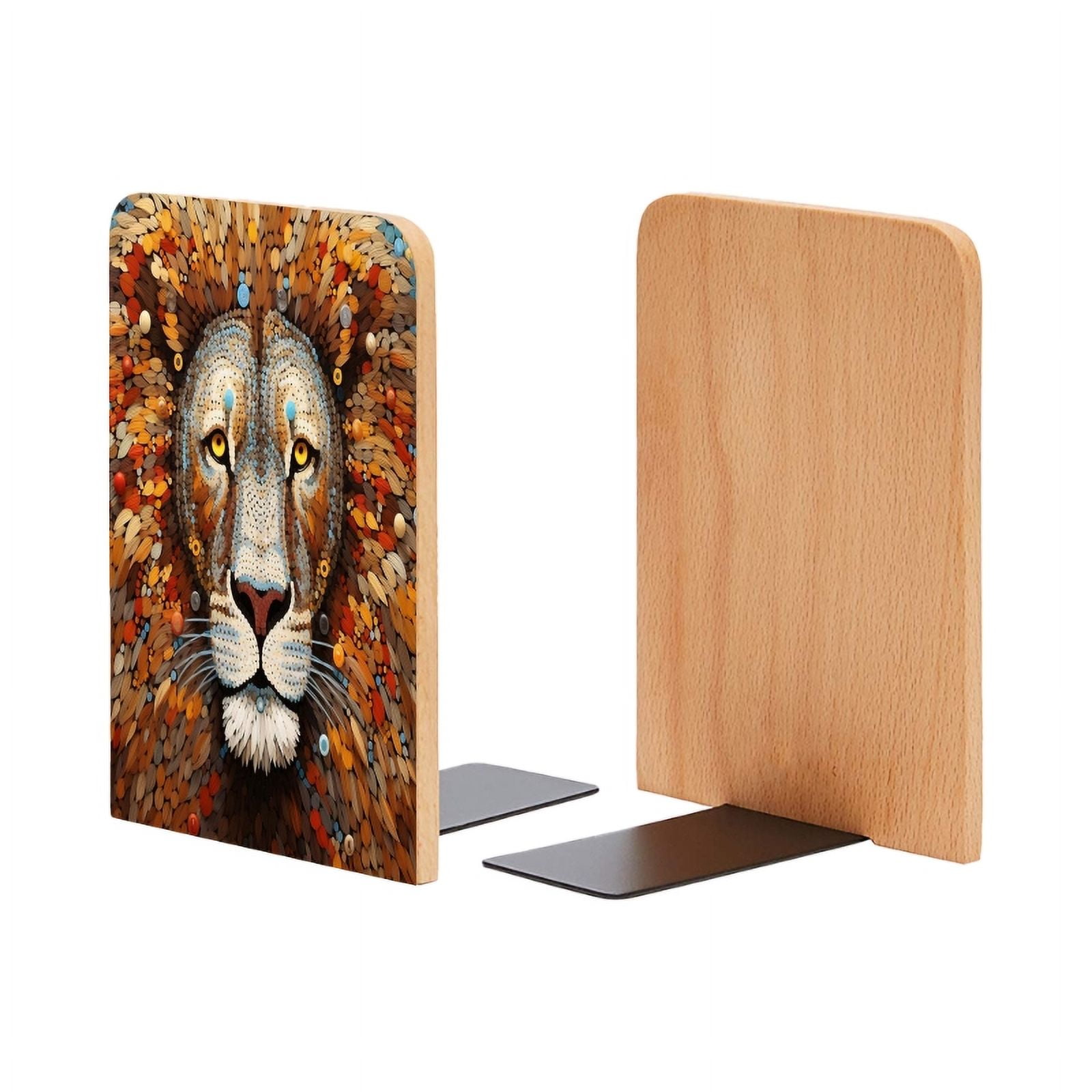 Bookends 1 Pair Non-Skid Bookend Wood Bookends for Shelves Book Stand ...