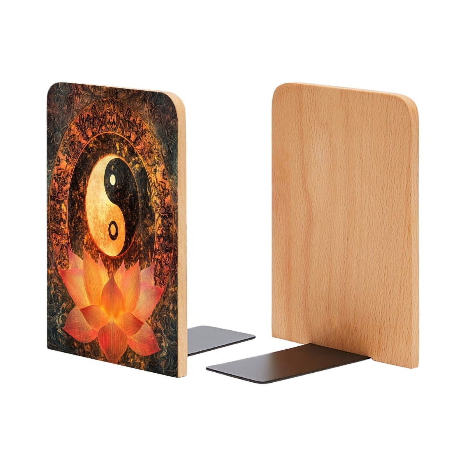 Bookends 1 Pair Non-Skid Bookend Wood Bookends for Shelves Book Stand ...