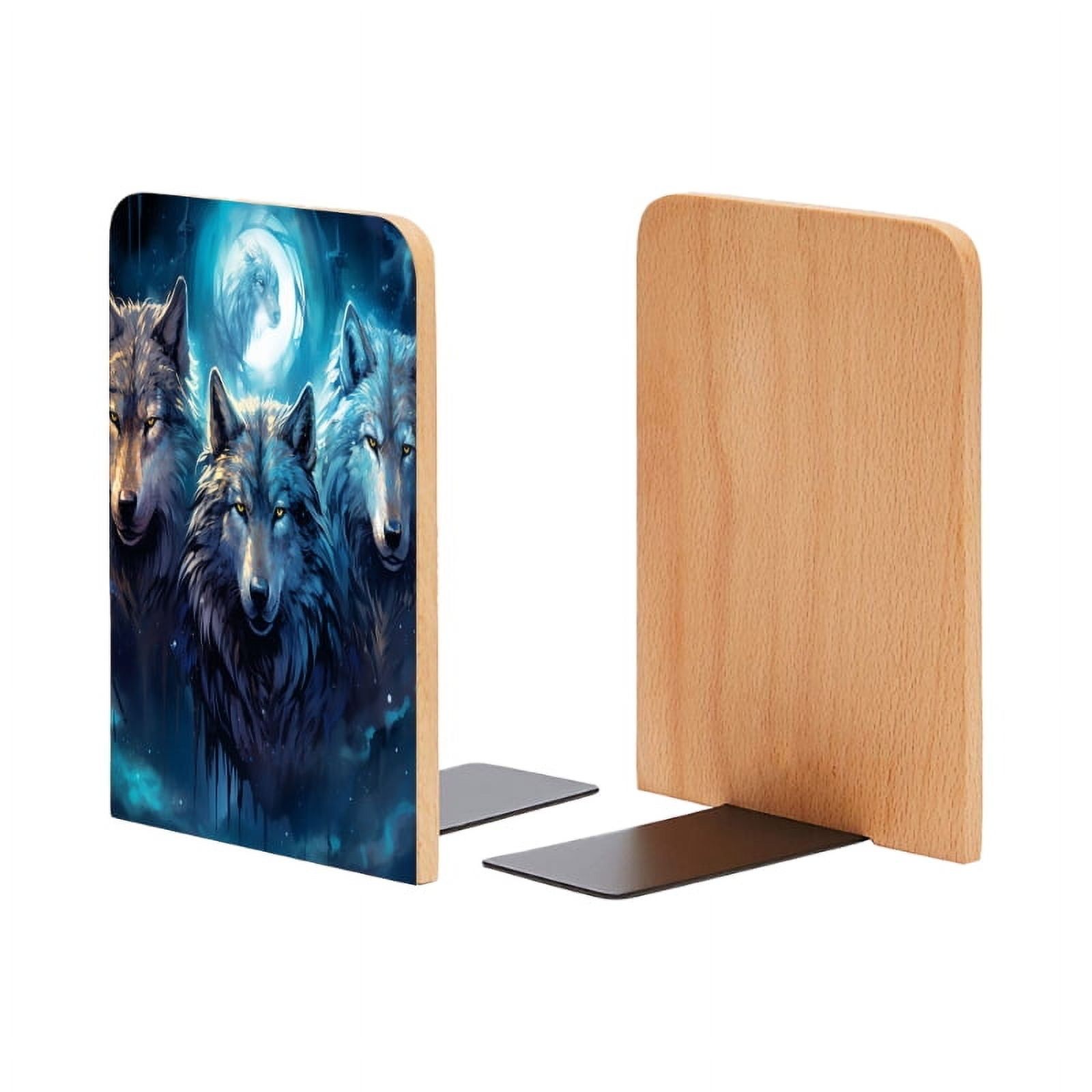 Bookends 1 Pair Non-Skid Bookend Wood Bookends for Shelves Book Stand ...
