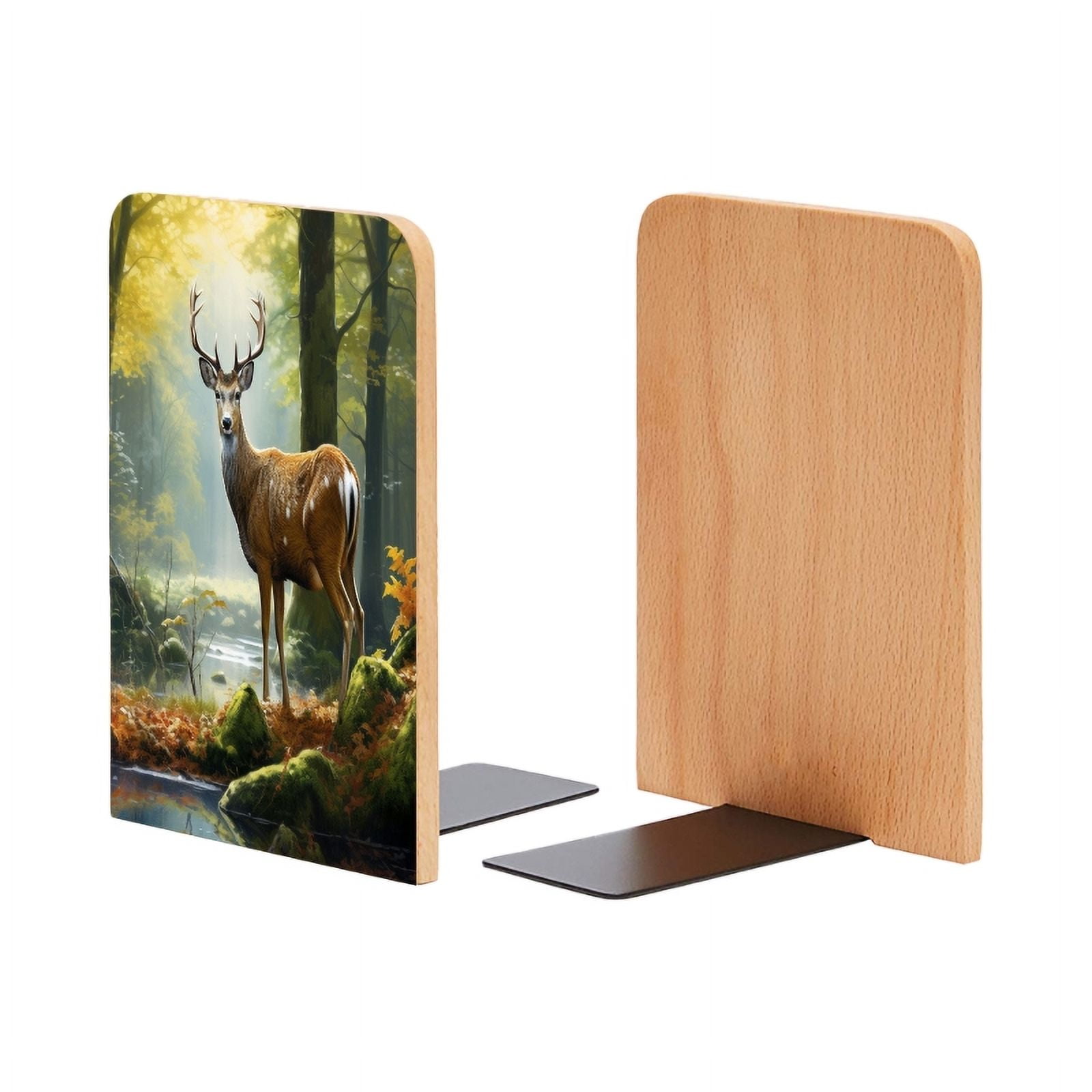 Bookends 1 Pair Non-Skid Bookend Wood Bookends for Shelves Book Stand ...