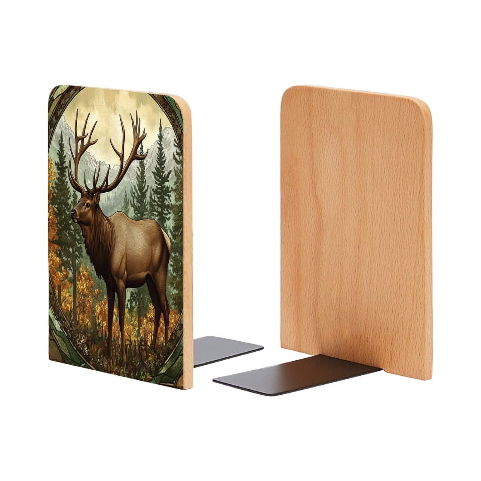 Bookends 1 Pair Non-Skid Bookend Wood Bookends for Shelves Book Stand ...