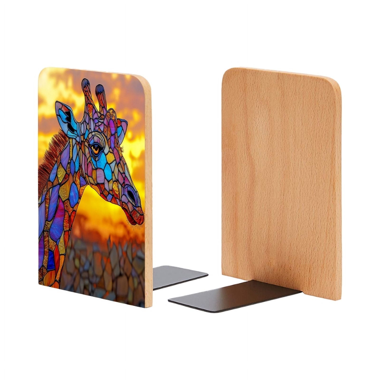 Bookends 1 Pair Non-Skid Bookend Wood Bookends for Shelves Book Stand ...