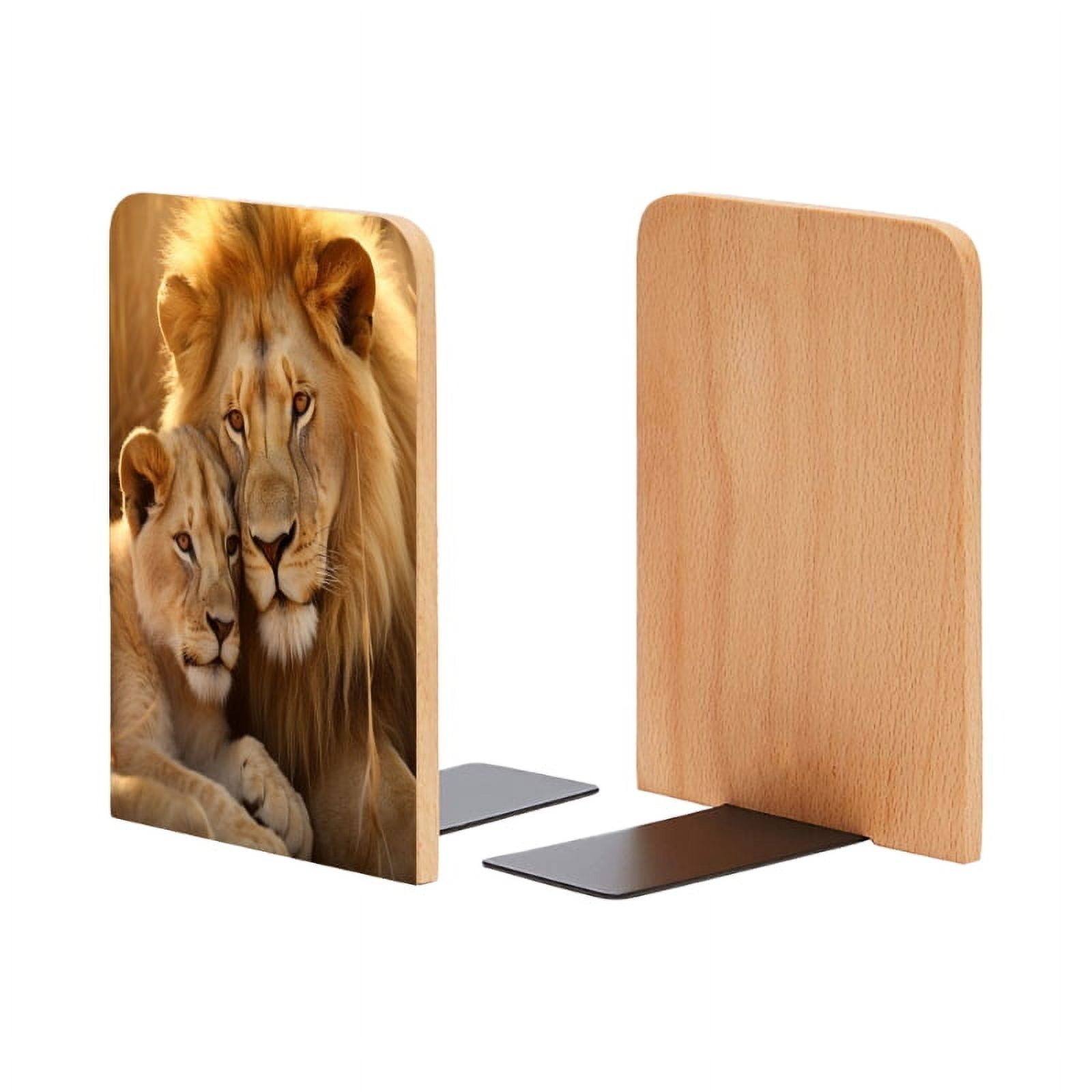 Bookends 1 Pair Non-Skid Bookend Wood Bookends for Shelves Book Stand ...