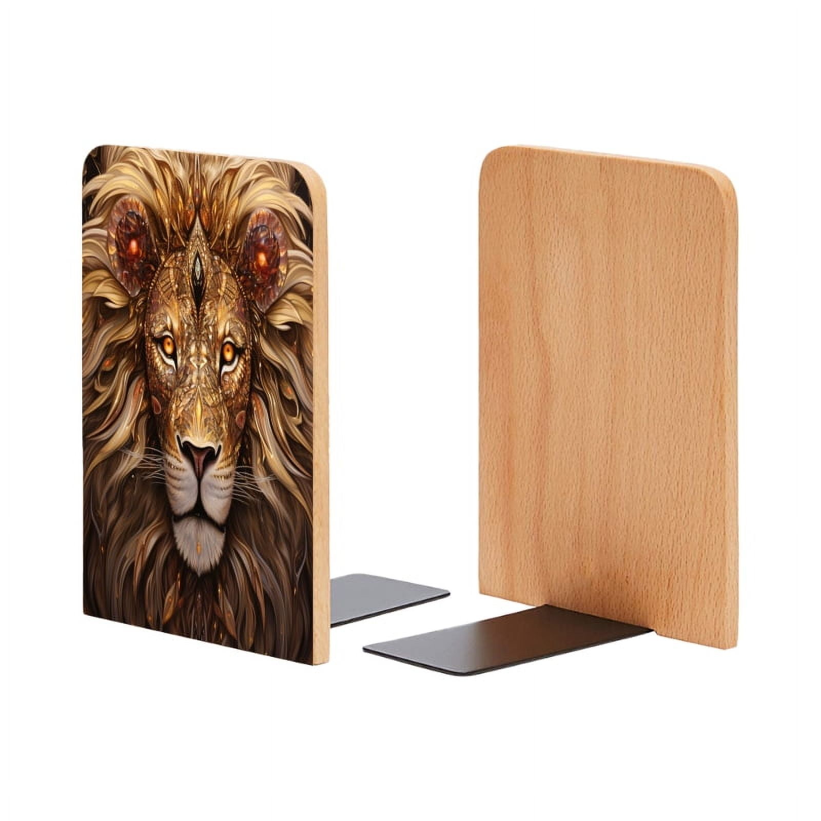 Bookends 1 Pair Non-Skid Bookend Wood Bookends for Shelves Book Stand ...