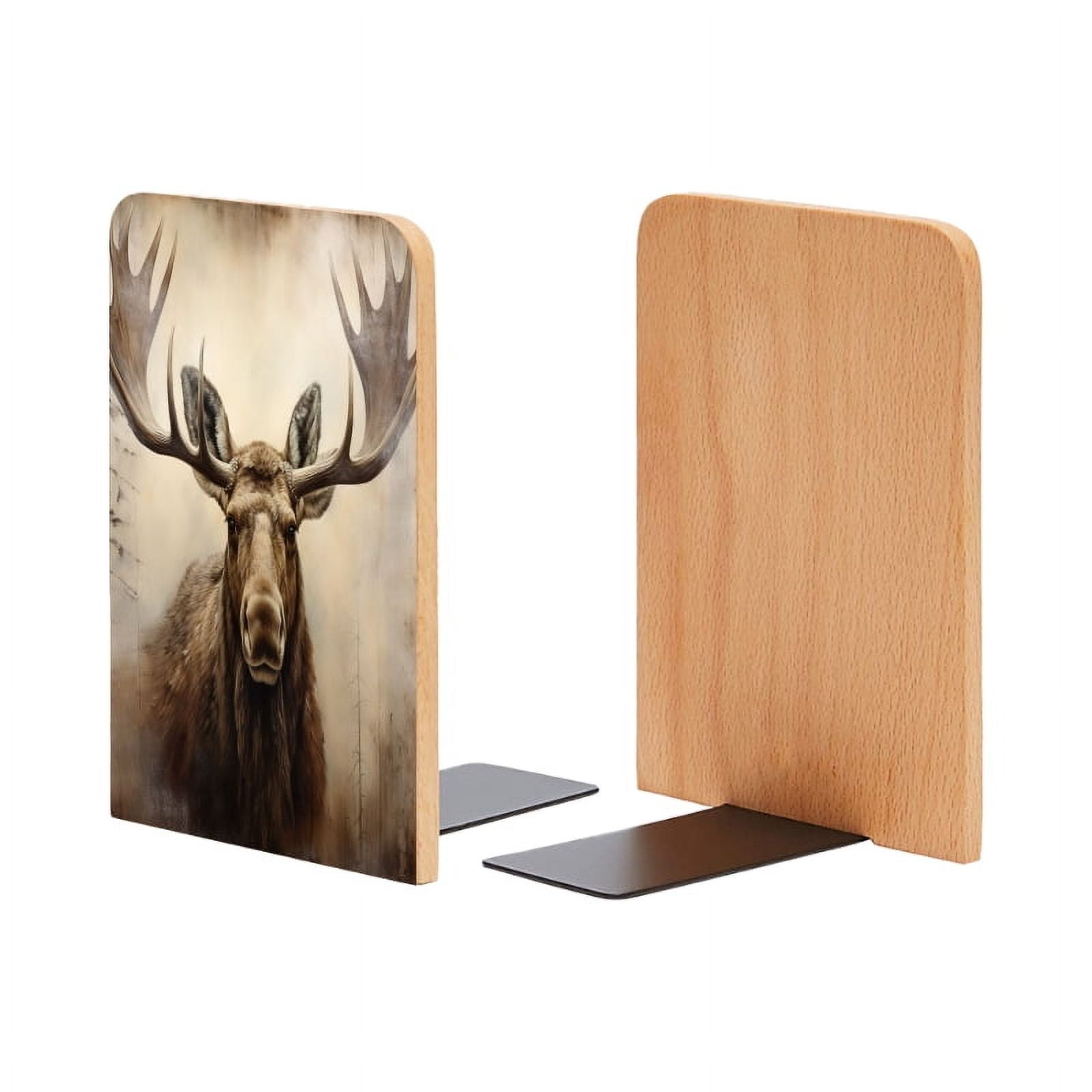 Bookends 1 Pair Non-Skid Bookend Wood Bookends for Shelves Book Stand ...