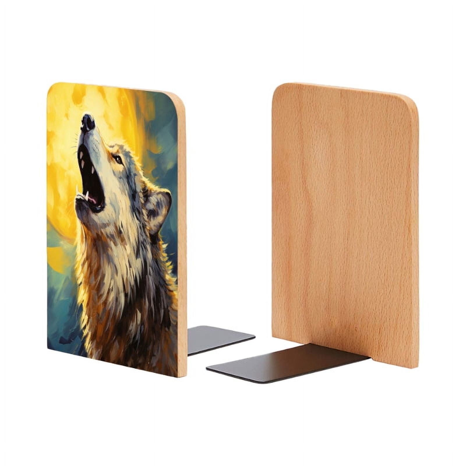 Bookends 1 Pair Non-Skid Bookend Wood Bookends for Shelves Book Stand ...