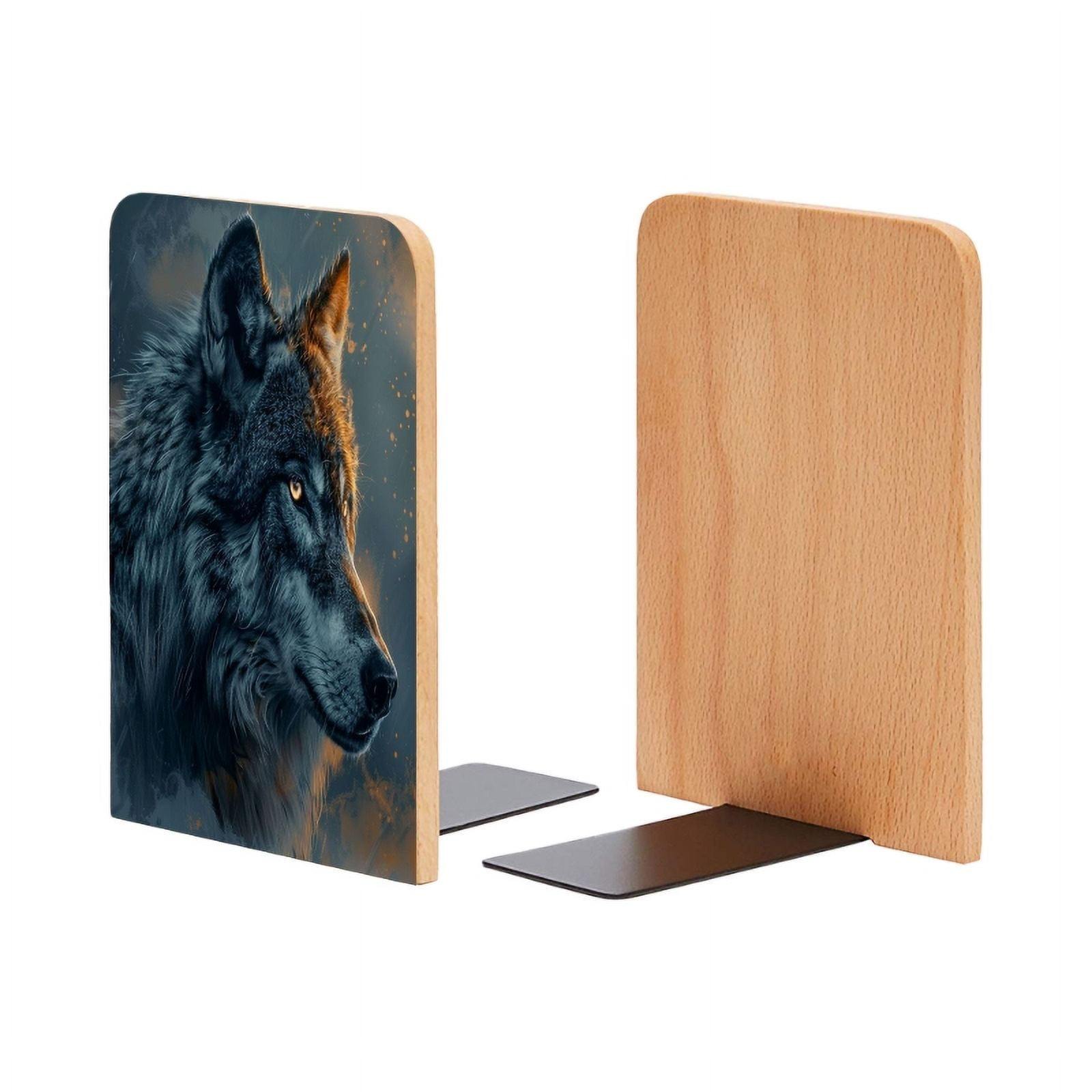 Bookends 1 Pair Non-Skid Bookend Wood Bookends for Shelves Book Stand ...