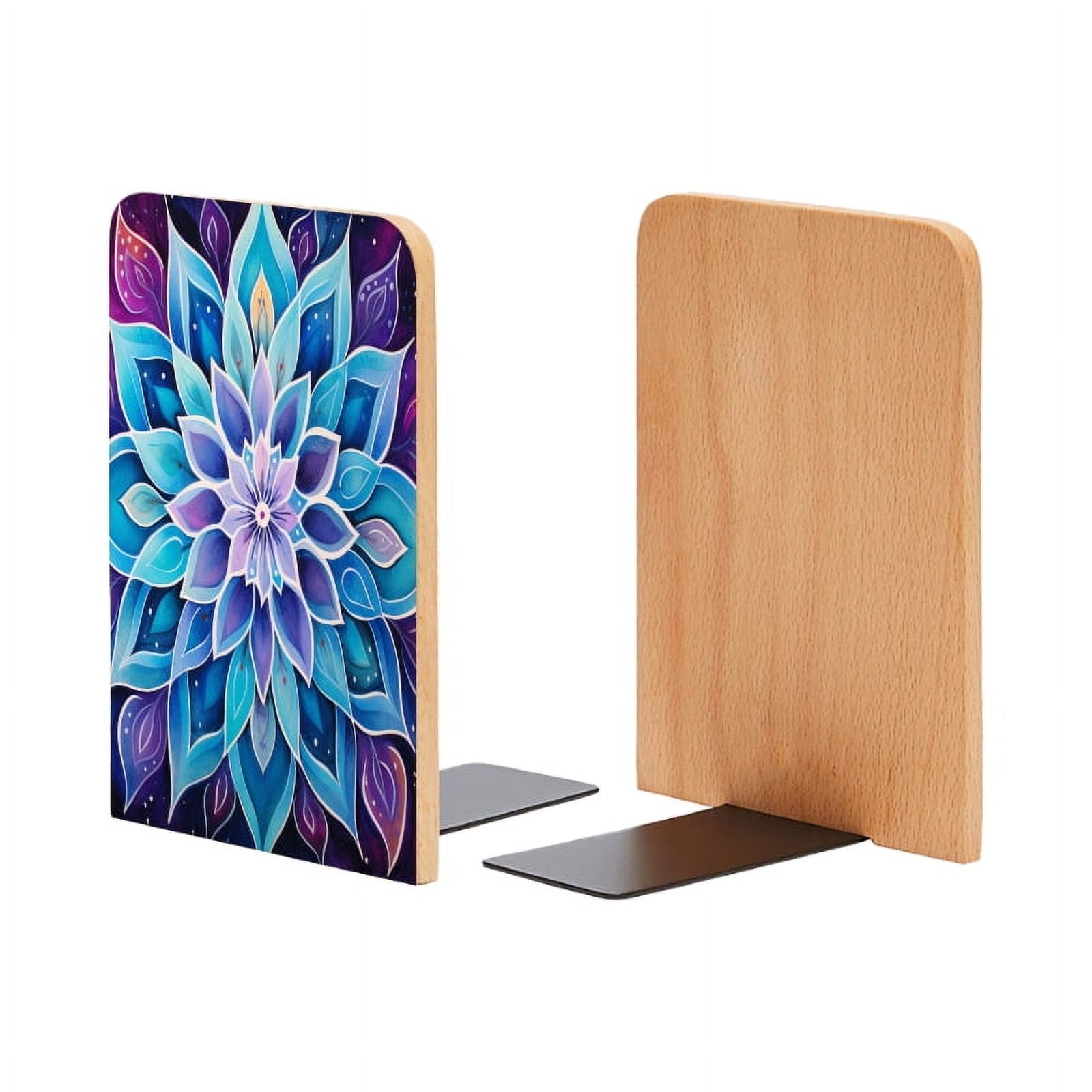 Bookends 1 Pair Non-Skid Bookend Wood Bookends for Shelves Book Stand ...