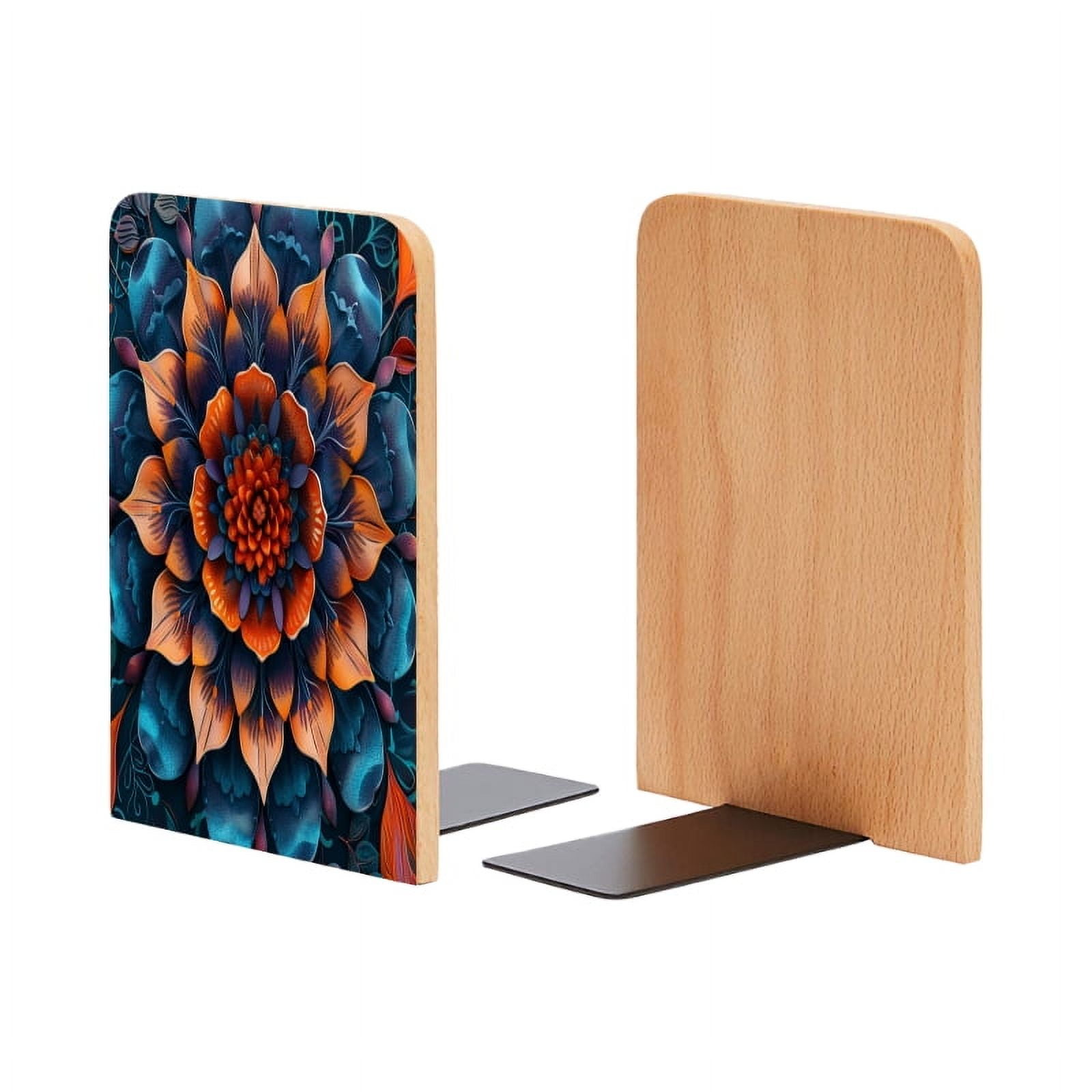 Bookends 1 Pair Non-Skid Bookend Wood Bookends for Shelves Book Stand ...