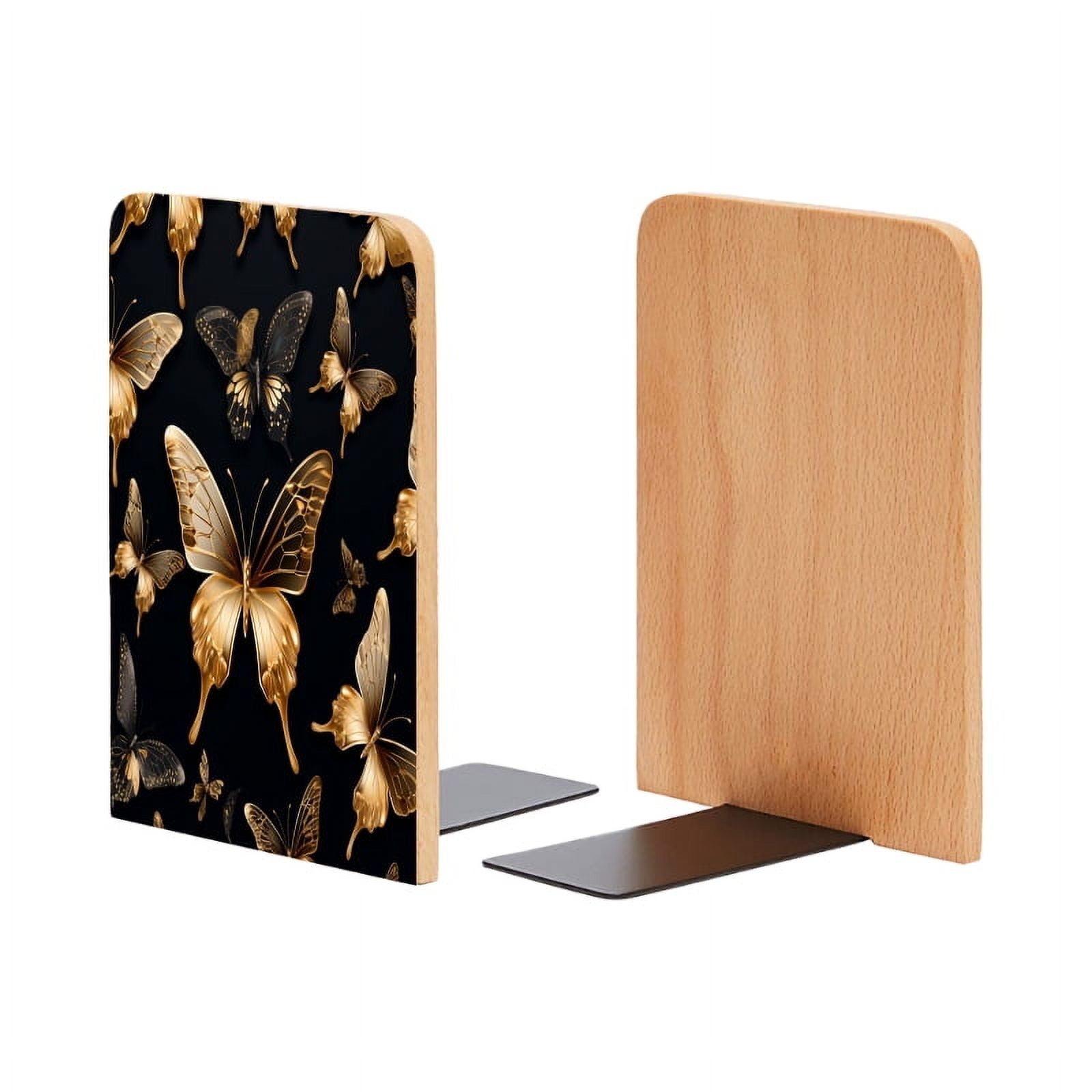 Bookends 1 Pair Non-Skid Bookend Wood Bookends for Shelves Book Stand ...