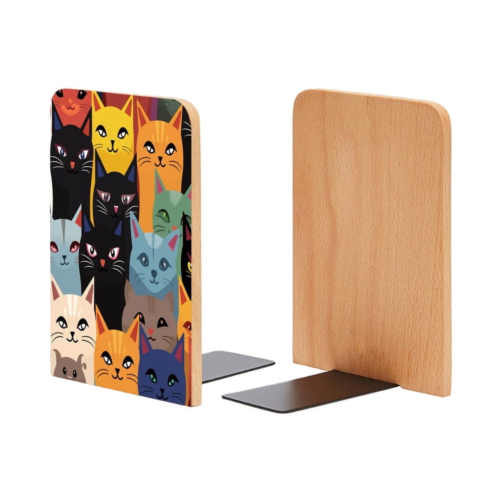 Bookends 1 Pair Non-Skid Bookend Wood Bookends for Shelves Book Stand ...