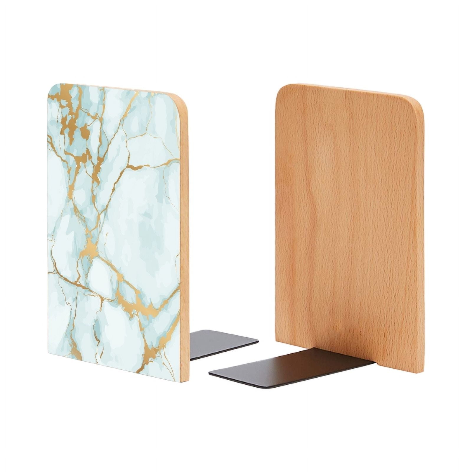 Bookends 1 Pair Non-Skid Bookend Wood Bookends for Shelves Book Stand ...