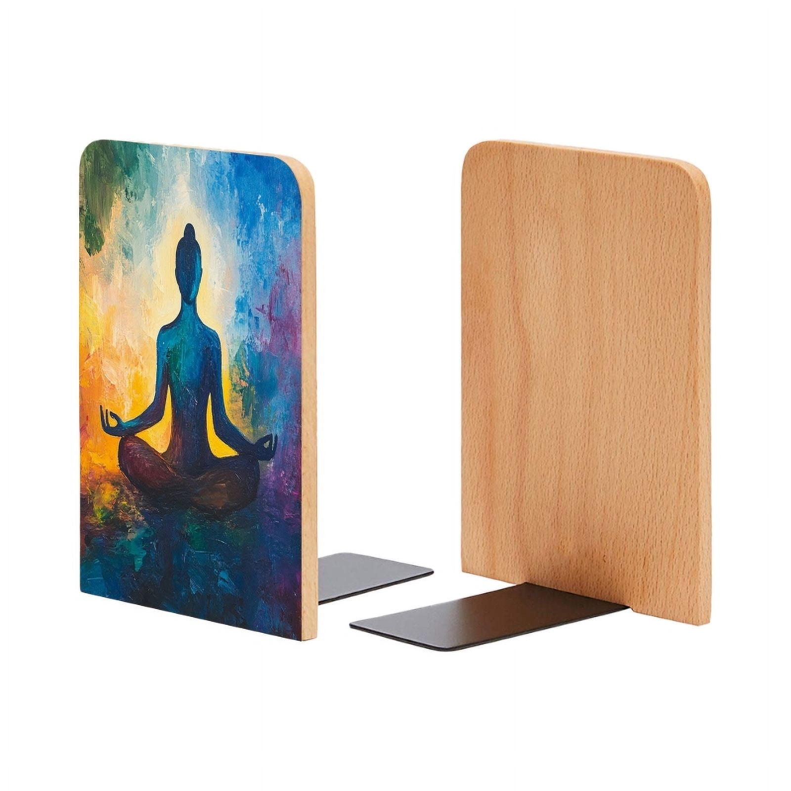 Bookends 1 Pair Non-Skid Bookend Wood Bookends for Shelves Book Stand ...