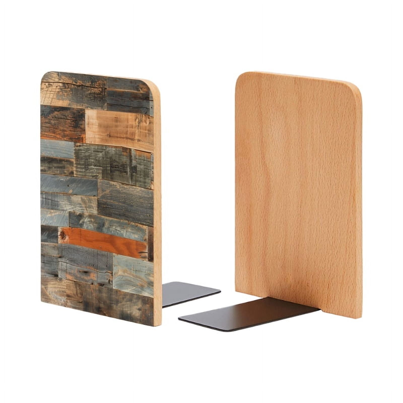 Bookends 1 Pair Non-Skid Bookend Wood Bookends for Shelves Book Stand ...