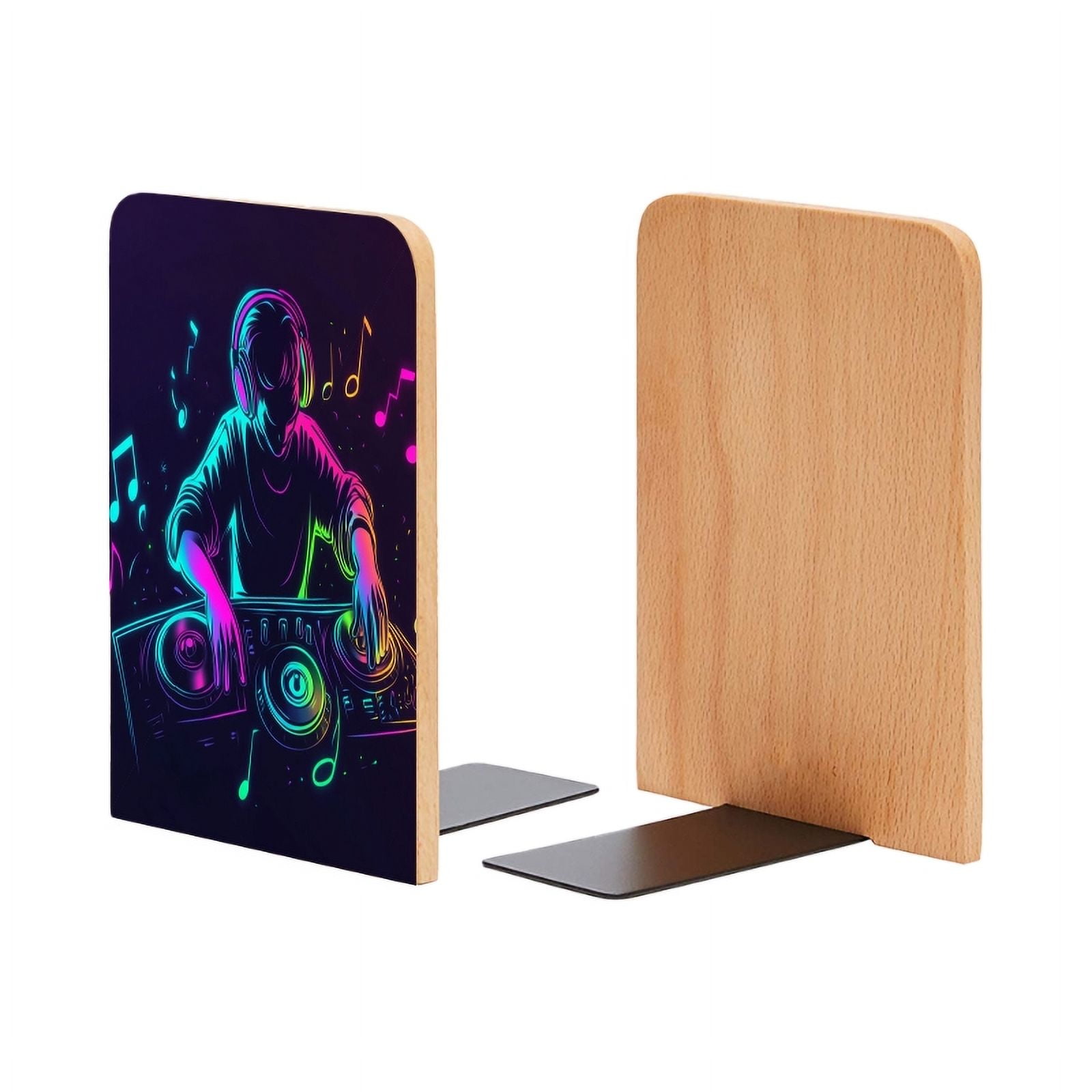 Bookends 1 Pair Non-Skid Bookend Wood Bookends for Shelves Book Stand ...